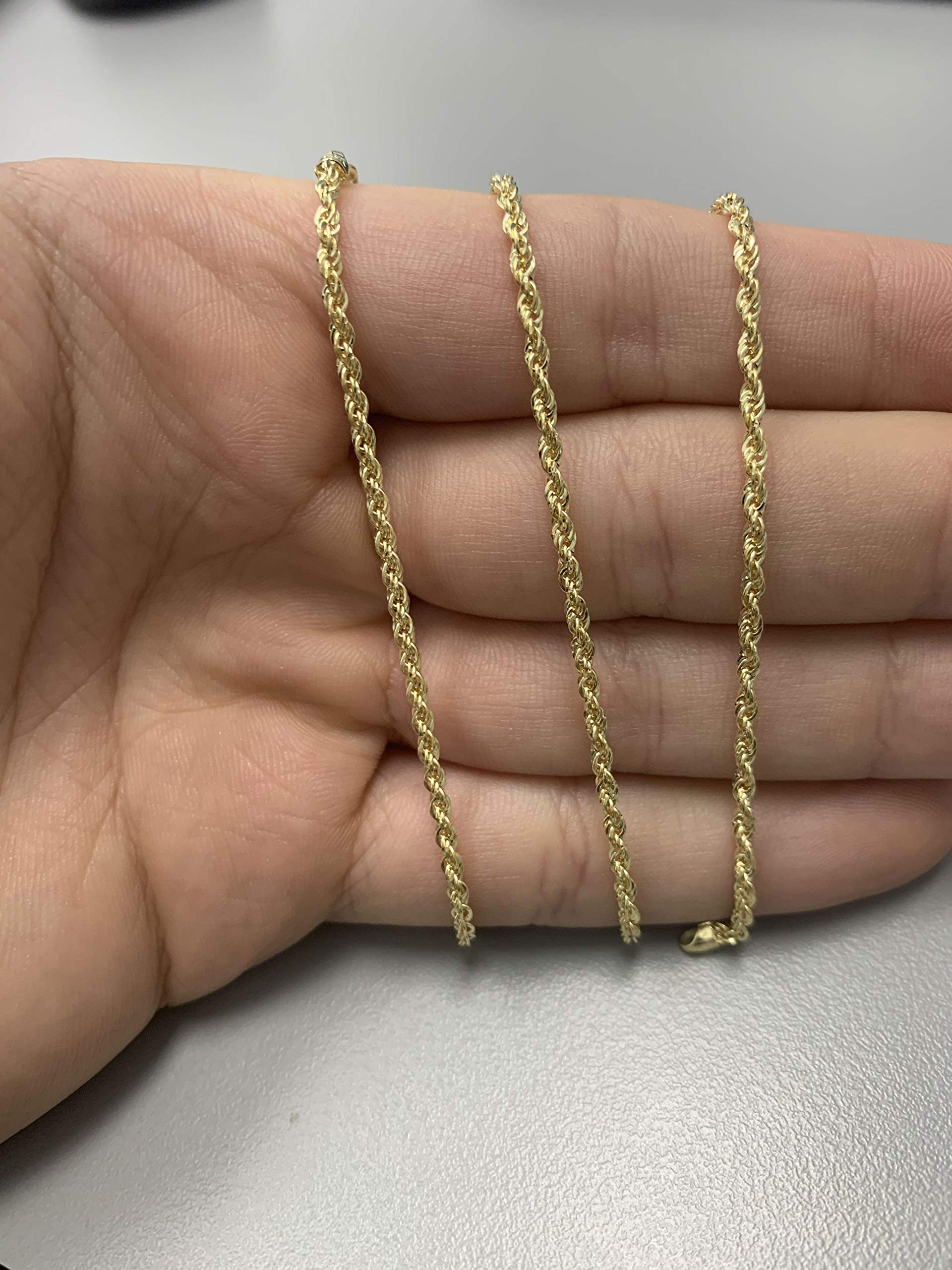Orostar 10K Gold 2MM Rope Chain for Men & Women | Diamond Cut Rope Link Chain Necklace | Size 20 inches