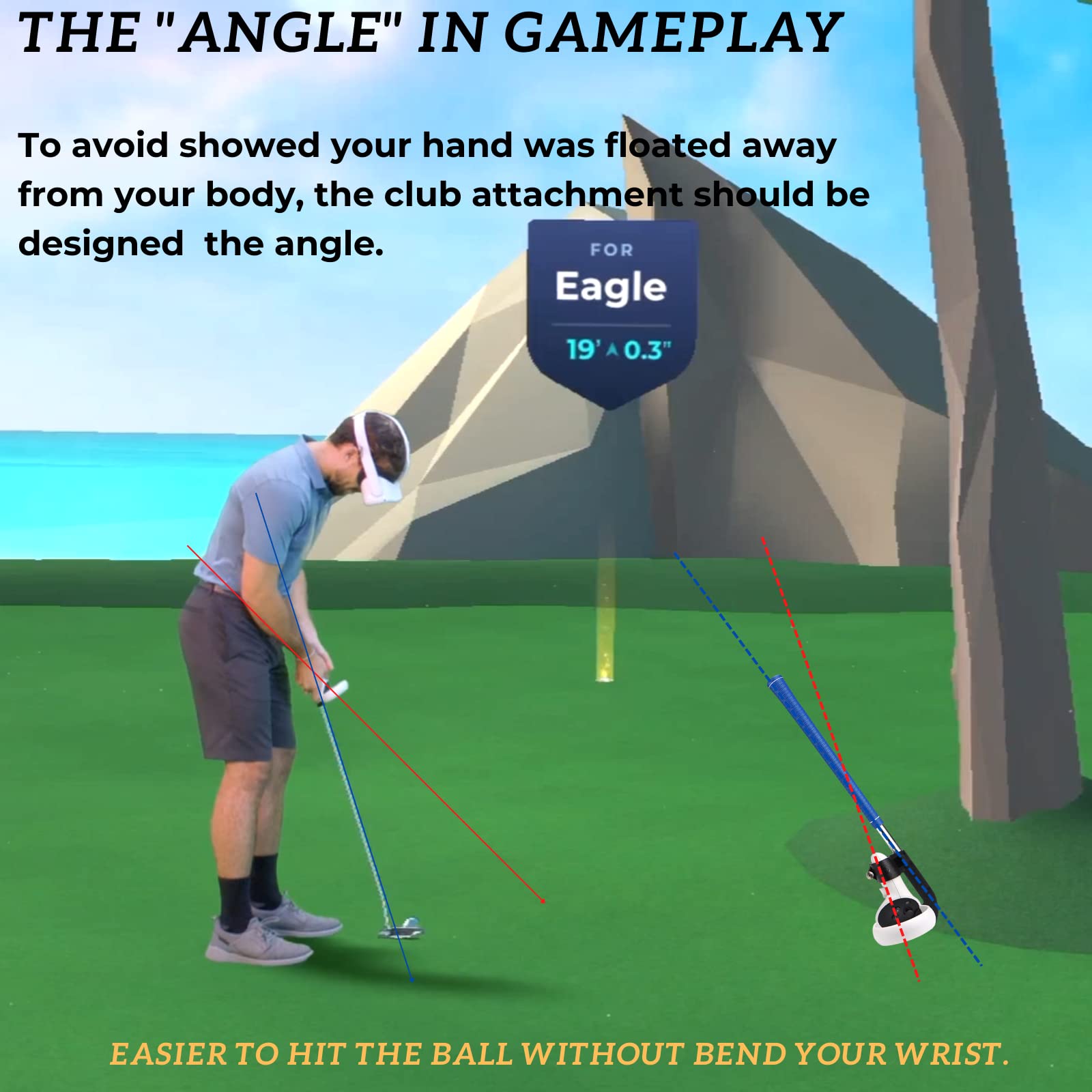 VR Games Accessories for Oculus Quest 2 Golf Club and Fishing Rod Bundle