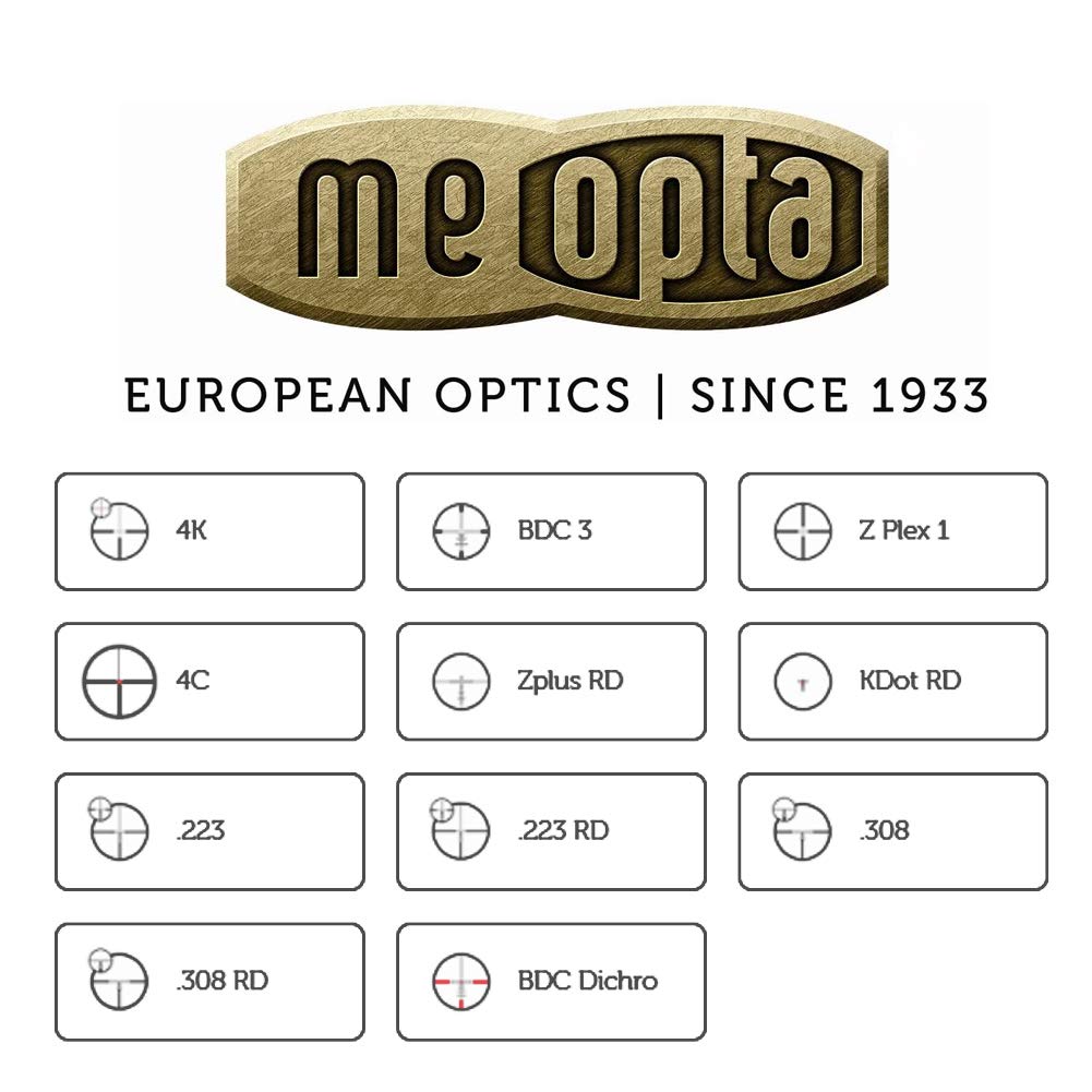 Meopta Optika6 2.5-15x44 30 mm SFP Second Focal Plane Hunting Riflescope, 2.5-15x44 DichroTech BDC, Black