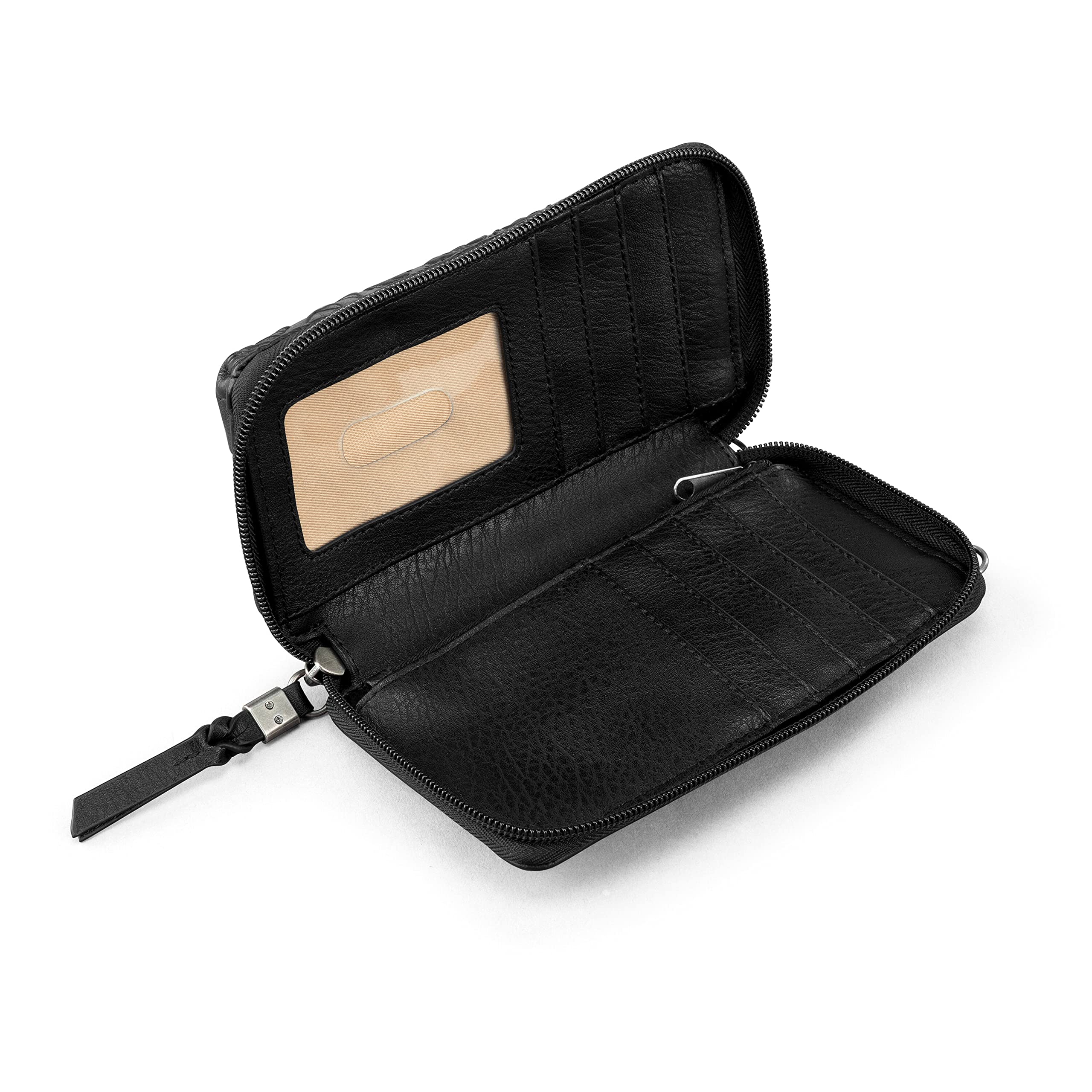 The Sak Silverlake N/S Smartphone Crossbody, Black Floral Embossed
