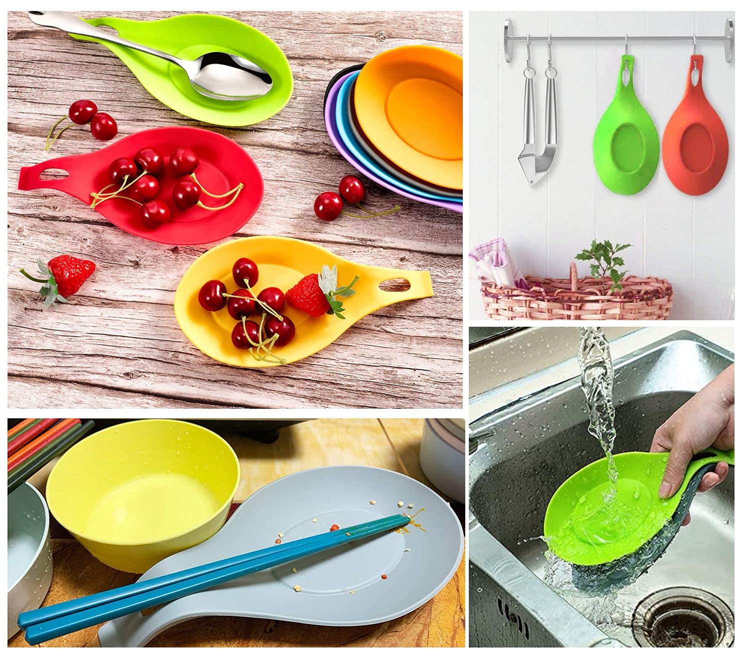 Spoon Rest Utensil Holder Kitchen Utensil Rest Pad Mat for Kitchen Cook Tools, Spoons, Ladles, Tongs, Spatulas,Great for Kitchen Counter,Stove Top,Coffee Bar Station