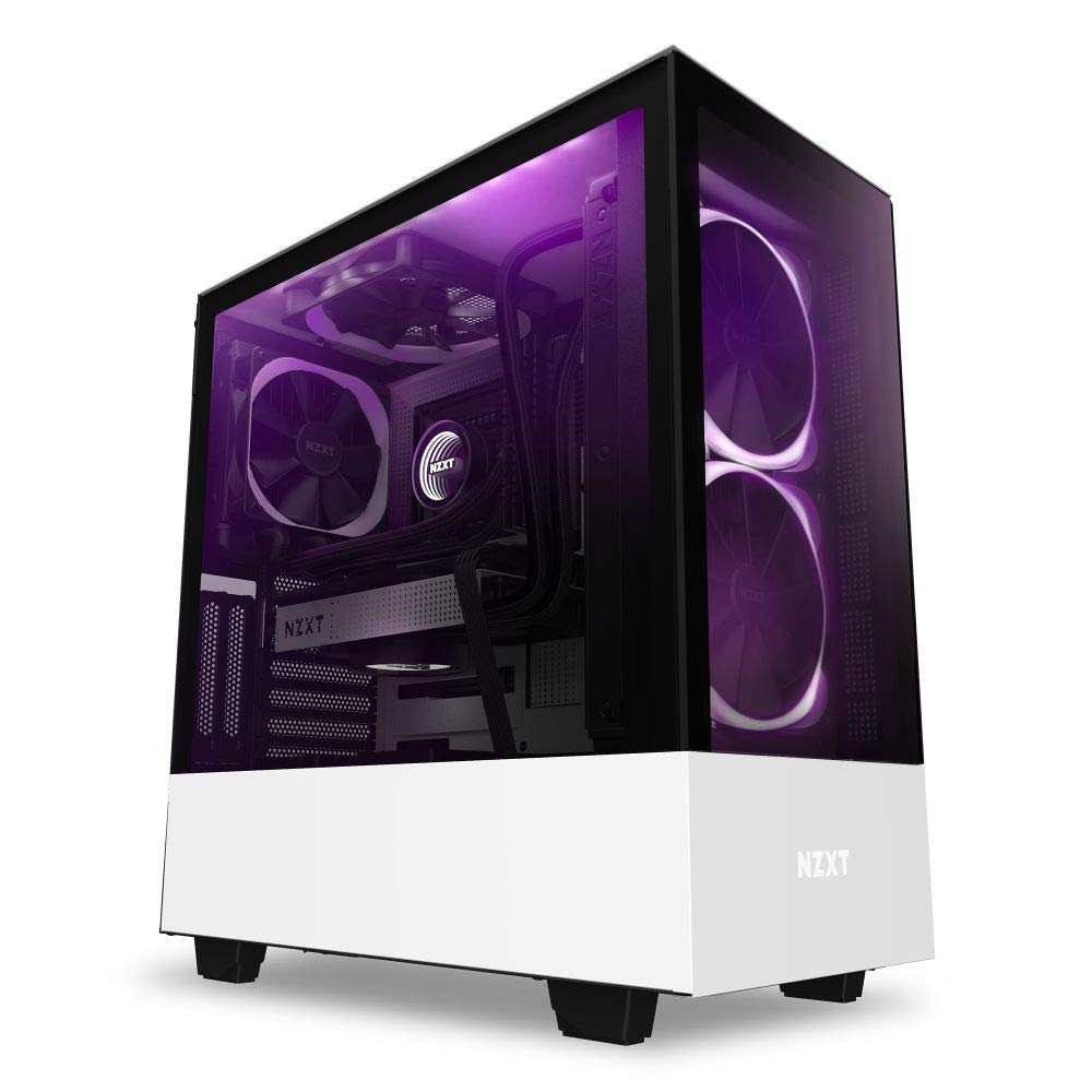 NZXT H510 Elite - CA-H510E-W1 - Premium Mid-Tower ATX Case PC Gaming Case - Dual-Tempered Glass Panel - Front I/O USB Type-C Port - Vertical GPU Mount - Integrated RGB Lighting - White/Black