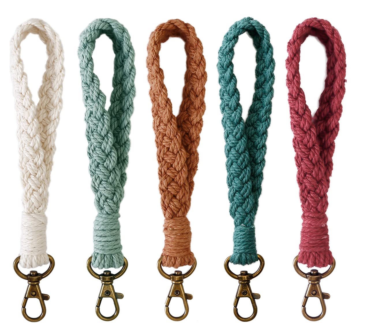Poagoep Macrame Boho Keychain Bracelet Handmade Wristlet Keychain Keyring Holder Wrist Lanyard for Women(3)