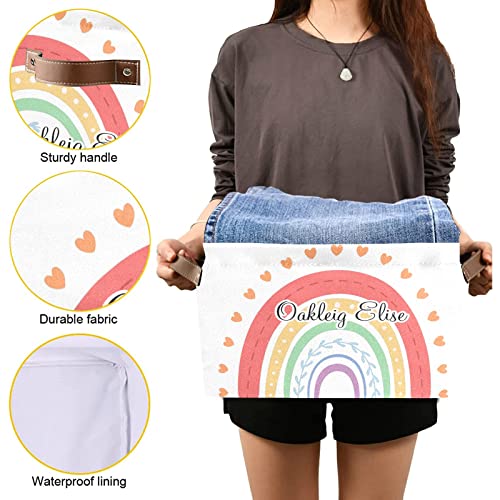 Rainbow Love Hearts Personalized Storage Basket,Custom Storage Bins for Bedroom Wardrobe,Nursery 4 Packs