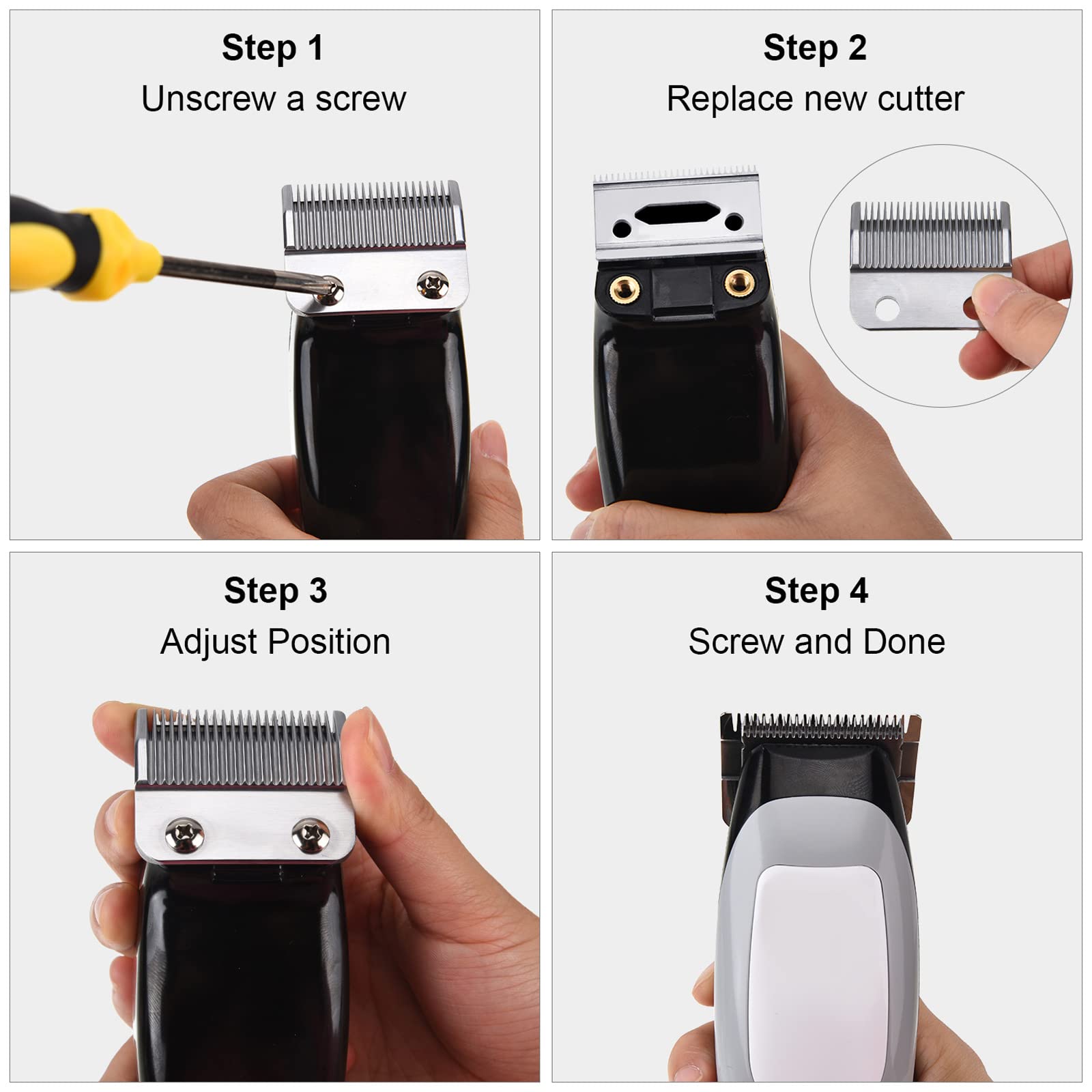 Mudder 2 Sets Adjustable Clippers Blades, 2 Hole Hair Trimmer Replacement Blade (Silver, Gold)