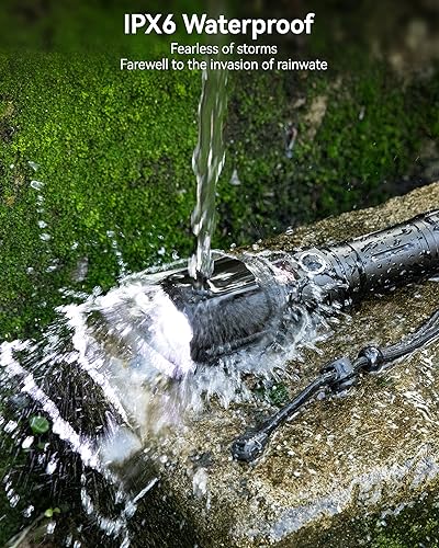 Rechargeable Flashlights High Lumens Flash Light, 250000 Lumen Super Bright LED Flashlight, 5 Modes, 5000 ɱAh, Digital Power Display, IPX6 Waterproof Handheld Flashlight for Emergencies, Camping