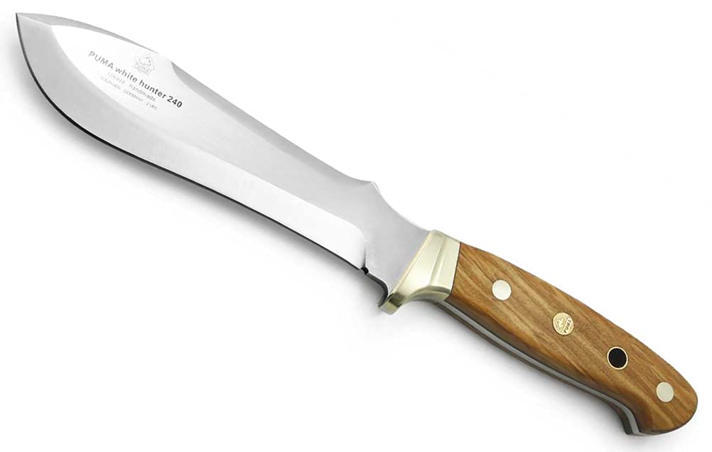 Puma Knives Puma German Made White Hunter 240 Olive Wood Hunting Knife with Leather Sheath