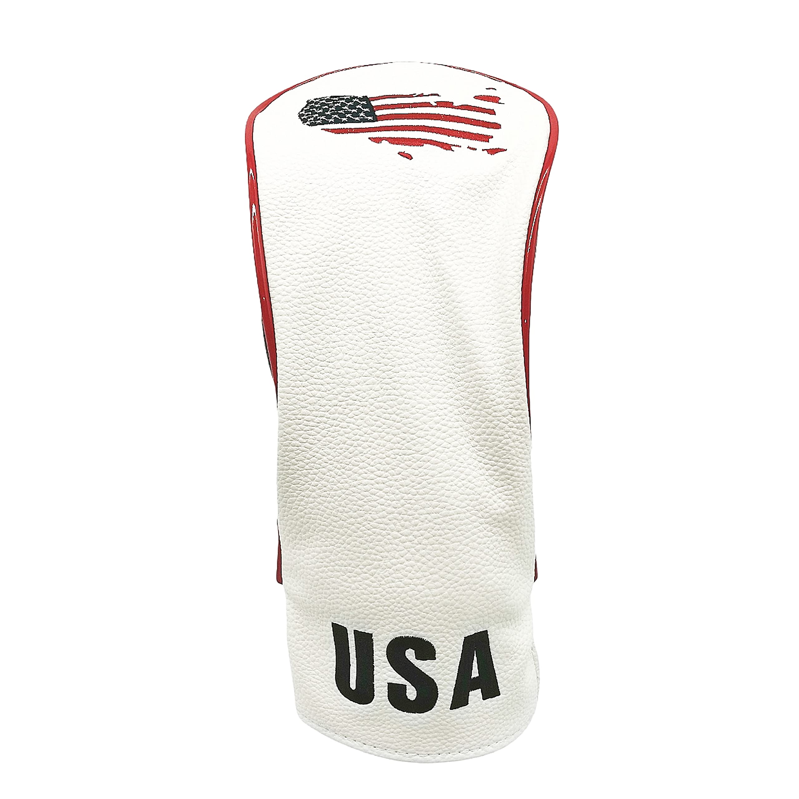 Sailling golf 3 Wood Headcover Knitted Embroidered Stars and Stripe Soft Leather, USA Golf Head Covers for Woods and Driver (White-3pcs)