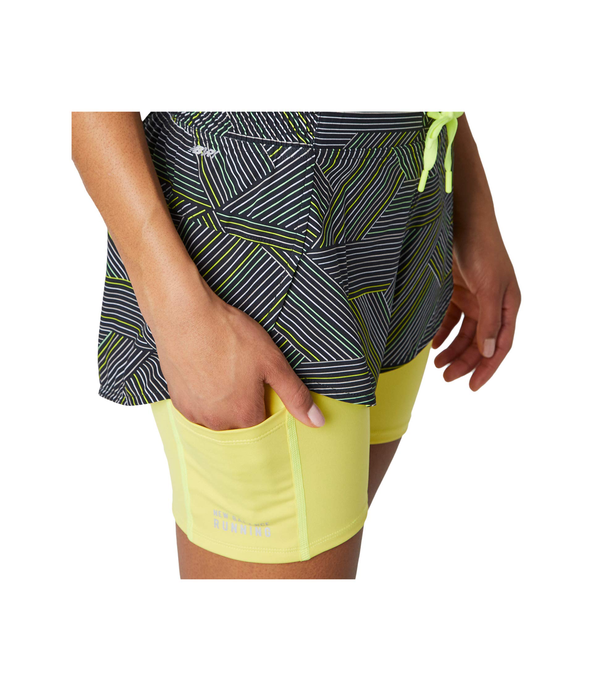 New Balance Women's Impact Run 2 in 1 Short, Black Multi, Medium