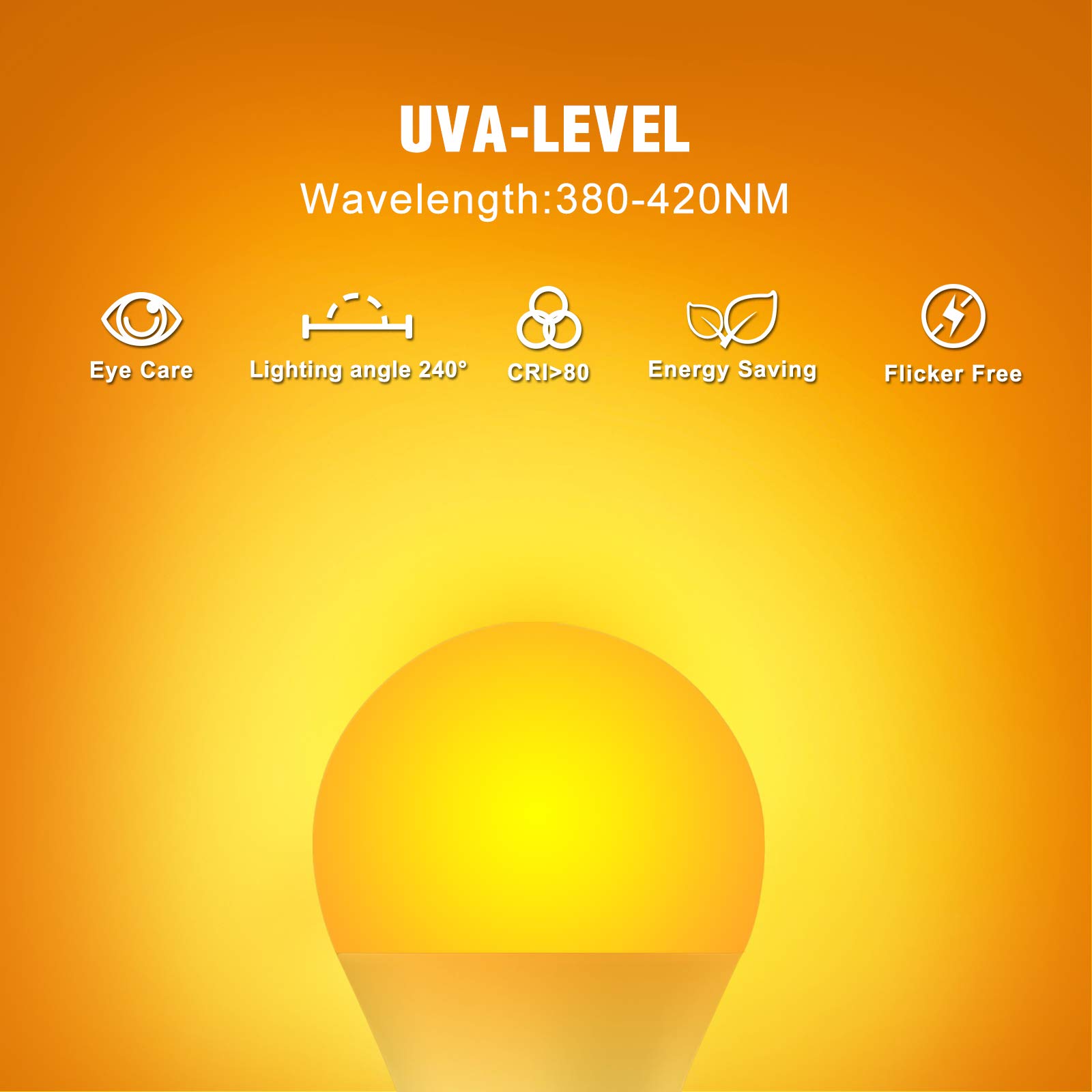 Neporal Amber Light Bulbs 9W 75W Equivalent, Warm Soft Light Bulbs 1800K, Energy-Saving LED Amber Night Light Bulbs for Bedroom, Blue Light Blocking Amber Night Light for Bedroom,Baby Nursery