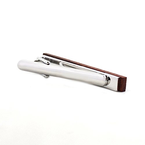 MERIT OCEAN Smart Men's Bulinga Wood Tie Clip Natural Tie Bar 2.1 Inch in Gift Box