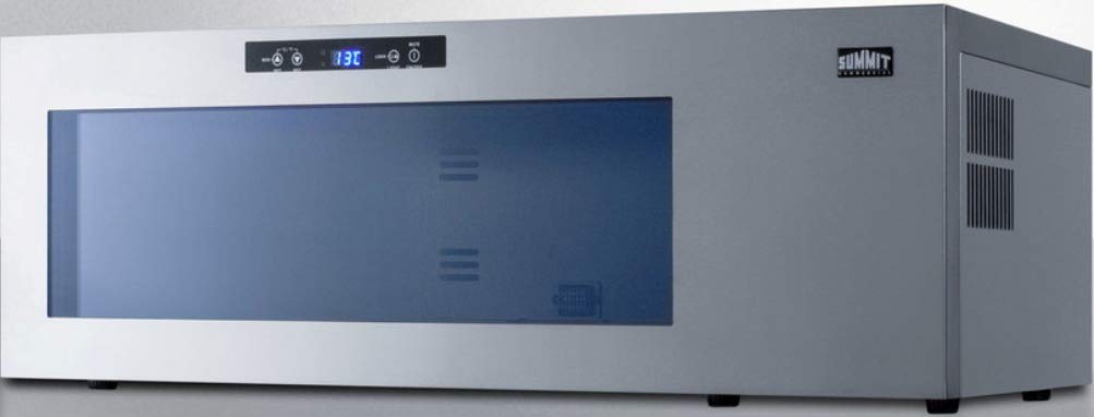 Summit STC6 36 Open Wine Cooler with 6 Bottle Capacity Commercially Approved Digital Thermostat Temperature Alarm LED Lighting Temperature Memory Function in Stainless Steel