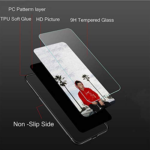 Luxury Phone Case for Samsung Galaxy A40 Cover,9H Tempered Glass Back Cover Soft Silicone Anti Scratch Bumper Design LB-59 Lil Mosey Protective Case