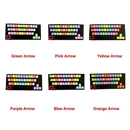 Mworld2 37 Keys PBT Key caps Colorful Gaming Backlit Keycaps Set with Key Cap Remover for Standard Mechanical Gaming Keyboard with Key Puller Rainbow Gradient Color