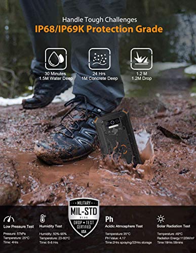 OUKITEL WP5 8000mAh Battery IP68 Waterproof Rugged Smartphone, 5.5in HD+ 4GB 32GB Unlocked, Face ID Fingerprint Triple Camera Global Version 4G LTE GSM Cell Phone (Black)