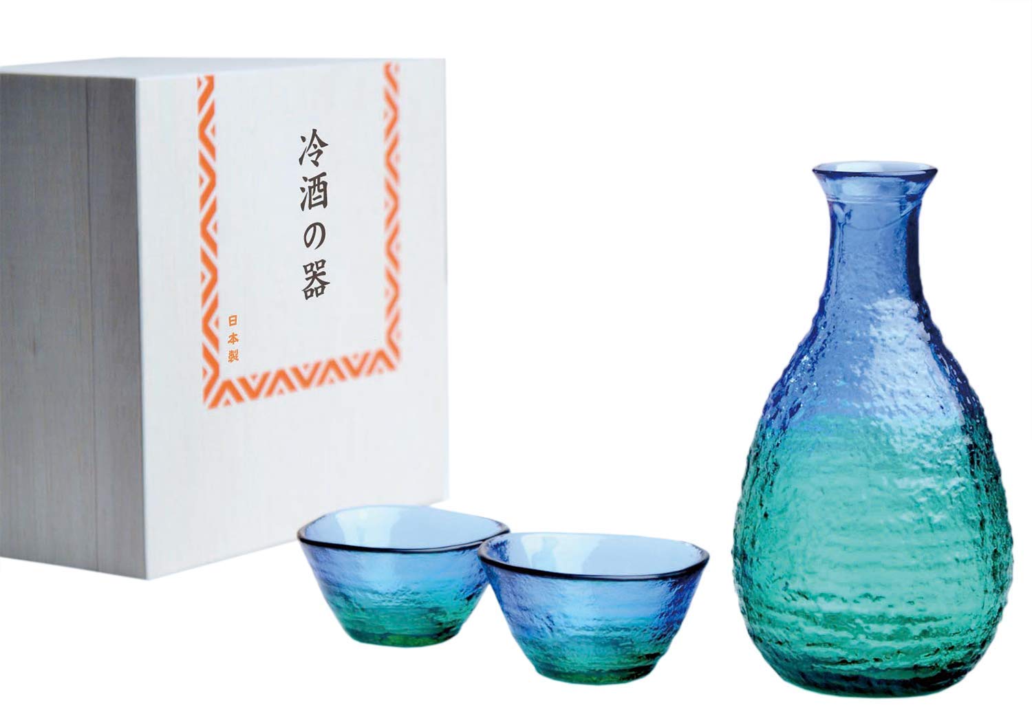 Toyo Sasaki Glass G604-M77 Cooling Sake Cup, Blue Green, Approx. 7.9 x 7.5 x 4.7 inches (20 x 19 x 12 cm), Sake Glass Collection, Liquor Bowl Assortment, Made in Japan, 3 Pieces