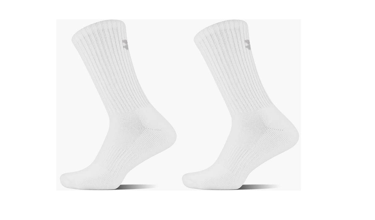 UA Crew Socks for Men Comfort High-impact Under Armour UA Performance Crew Socks (6 Pairs) Size 9-12.5 - (Large - White)