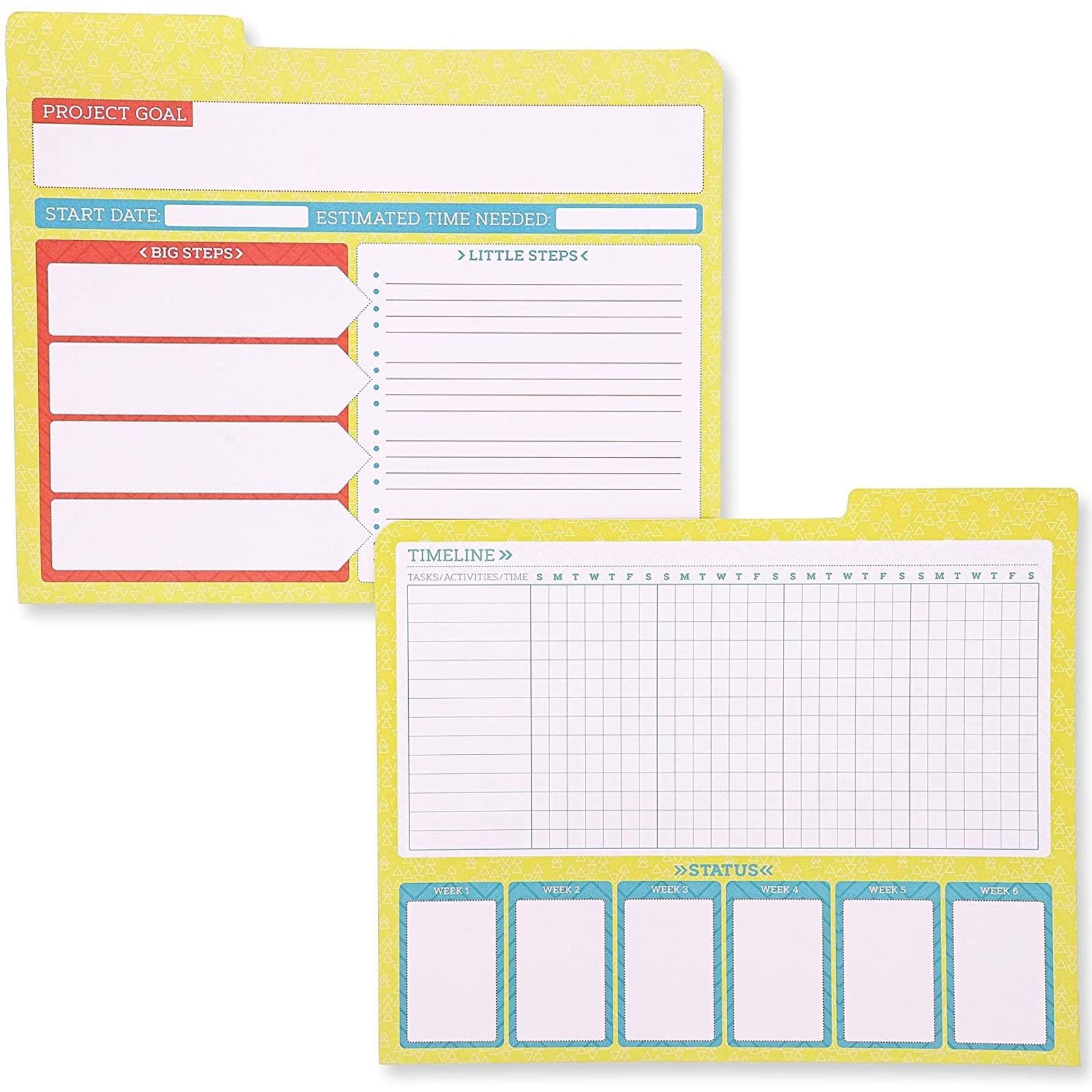 Paper Junkie Set of 12 Project File Folders with Notes Section, 1/3 Cut Tab Office Supplies in 6 Colors (Letter Size)