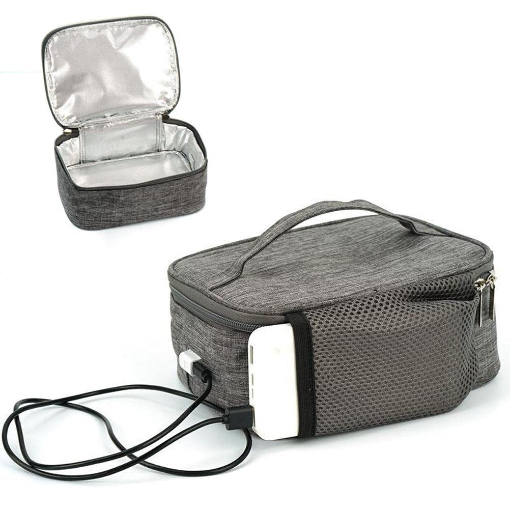 Taiping Lake Portable Oven Heated Lunch Box Personal Mini Oven Food Warmer Lunch Box for Car Office Home Kitchen Travel Outdoor Camping Picnic Family Gathering, 1 Heated Bag,Battery Not Include, Gray