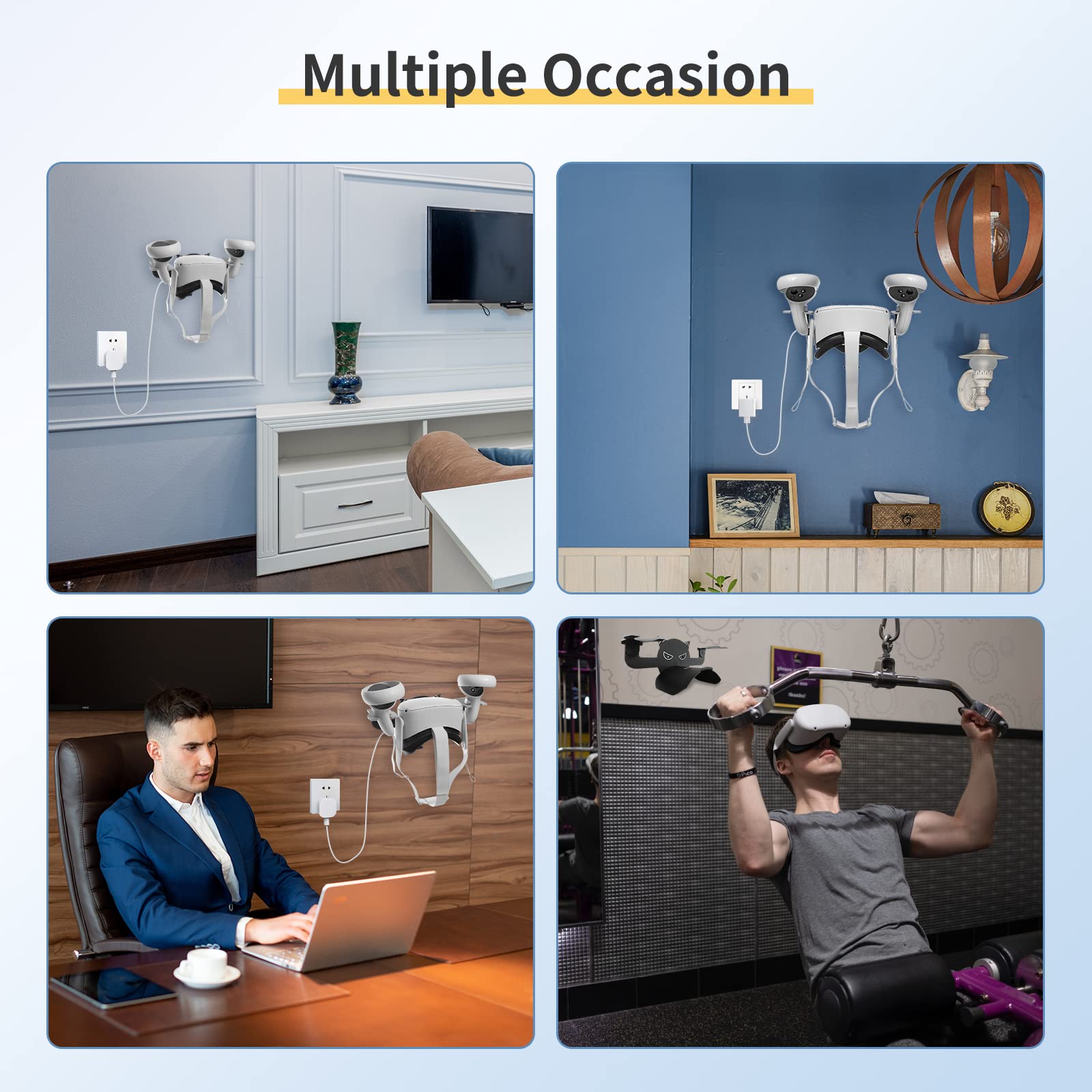 VR Stand, Wall Mount, Accessories, Mount, Metal, Black, for Quest 1, 2, pro, Headset and Toucher Controller Display Stand (Merryhome Design, Vive Cartoon)