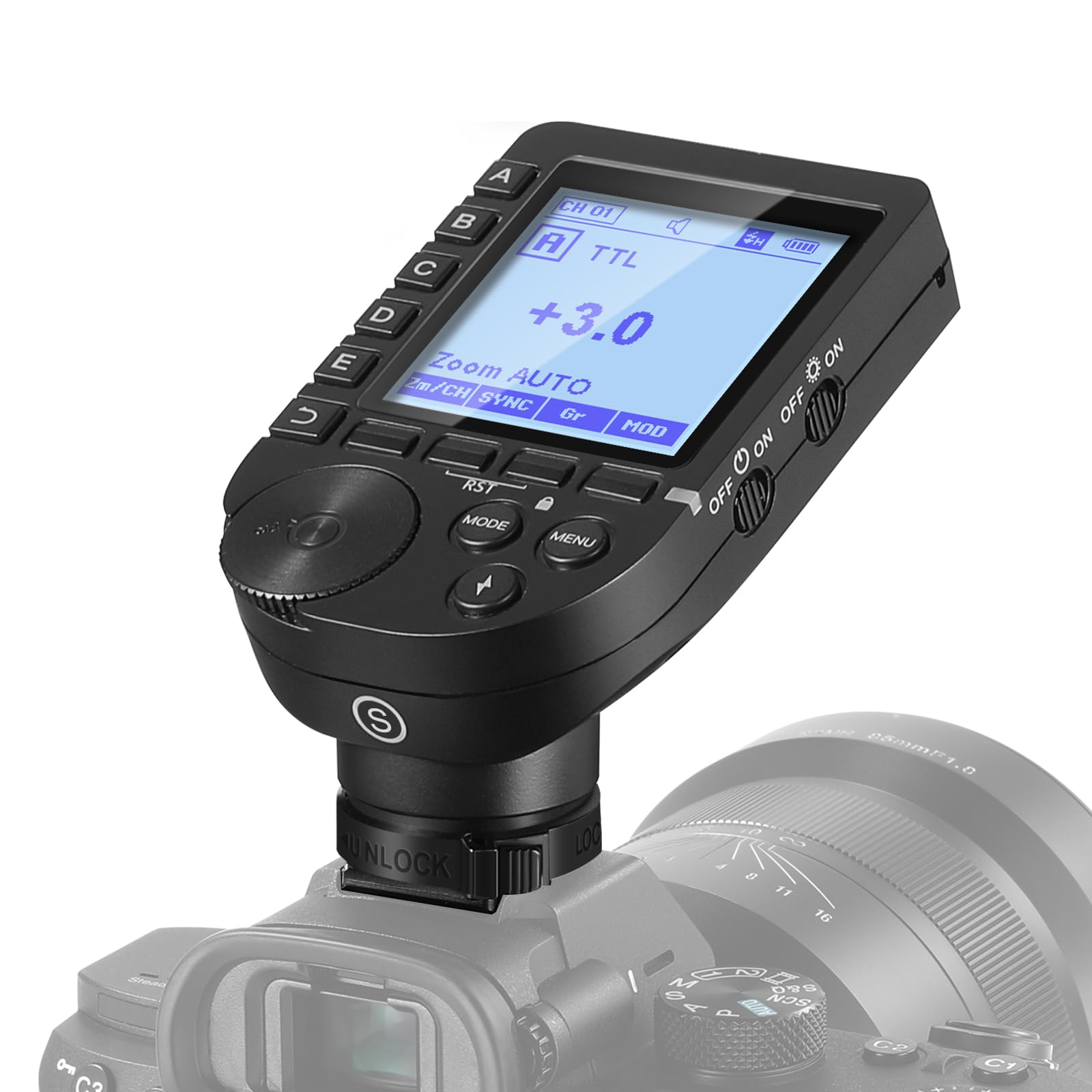 NEEWER QPRO-S TTL Wireless Flash Trigger Compatible with Sony 1/8000s HSS Large LCD Screen Slanted Design 5 Group Buttons 9 Customizable Functions for Q4 Q3 Z2 Z1 Z760 NW760 S101-300W PRO/400W PRO