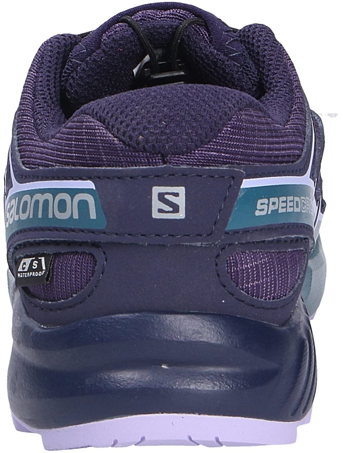 Salomon Kid's Speedcross CLIMASALOMON Waterproof Trail Running Shoes, Grape/Mallard Blue/Lavender, 5 Big Kid