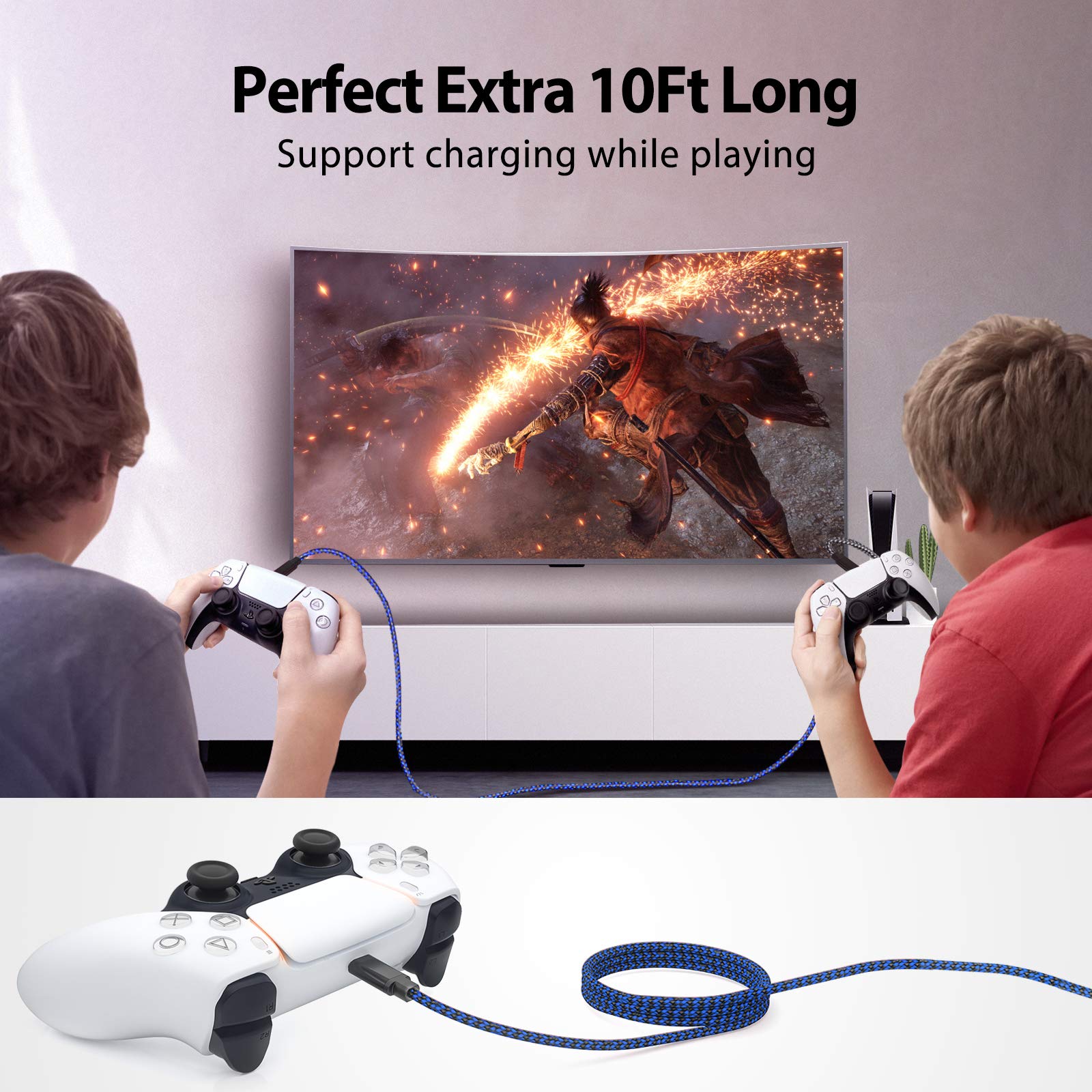 PS5 Controller Charging Cable 3M (2 PCS)