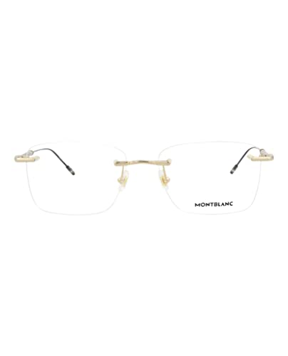 MONTBLANC Square/Rectangle Optical Frames Gold Gold Transparent Luxury Eyewear Made In Japan Metal Frame Designer Fashion for Everyday Luxury