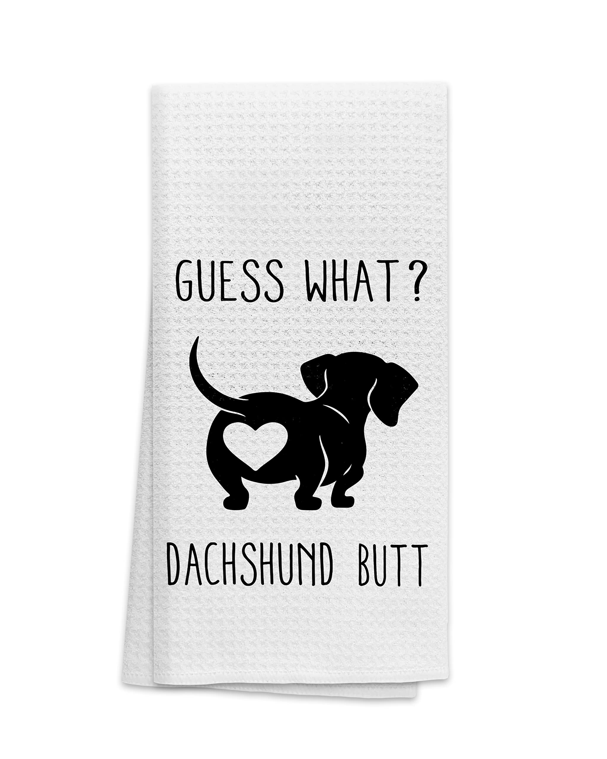 OHSUL Guess What Dachshund Butt Highly Absorbent Kitchen Towels Dish Towels Dish Cloth,Cute Dachshund Butt Hand Towels Tea Towel for Bathroom Kitchen Decor,Dog Lovers Girls Women Gifts