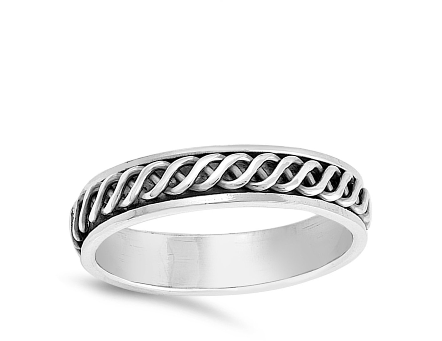 Oxidized Criss Cross Knot Spinning Ring New .925 Sterling Silver Band Size 7