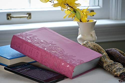 NLT Personal Size Giant Print Bible, Filament-Enabled Edition (LeatherLike, Peony Pink, Red Letter): Includes Free Access to the Filament Bible App ... Notes, Devotionals, Worship Music, and Video