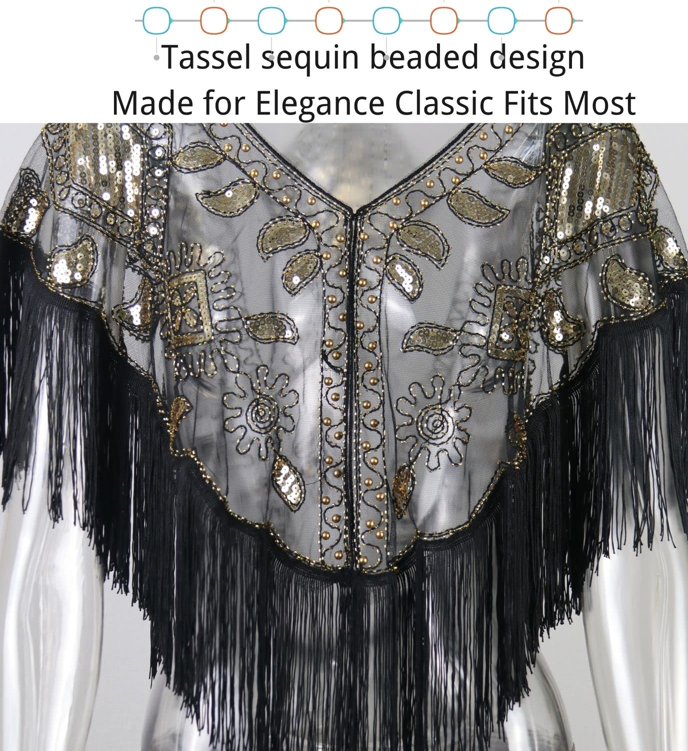 Rlosjin πππππ¬ ππ‘ππ°π₯ ππ¨π« ππ¨π¦ππ§, Sequin Beaded Bridal Shawl, Dab Dinner Shawl, Prom Shawl, Dinner Scarf, ππ«ππ¬π¬ πππ«ππ² ππ‘ππ°π₯- Black Gold