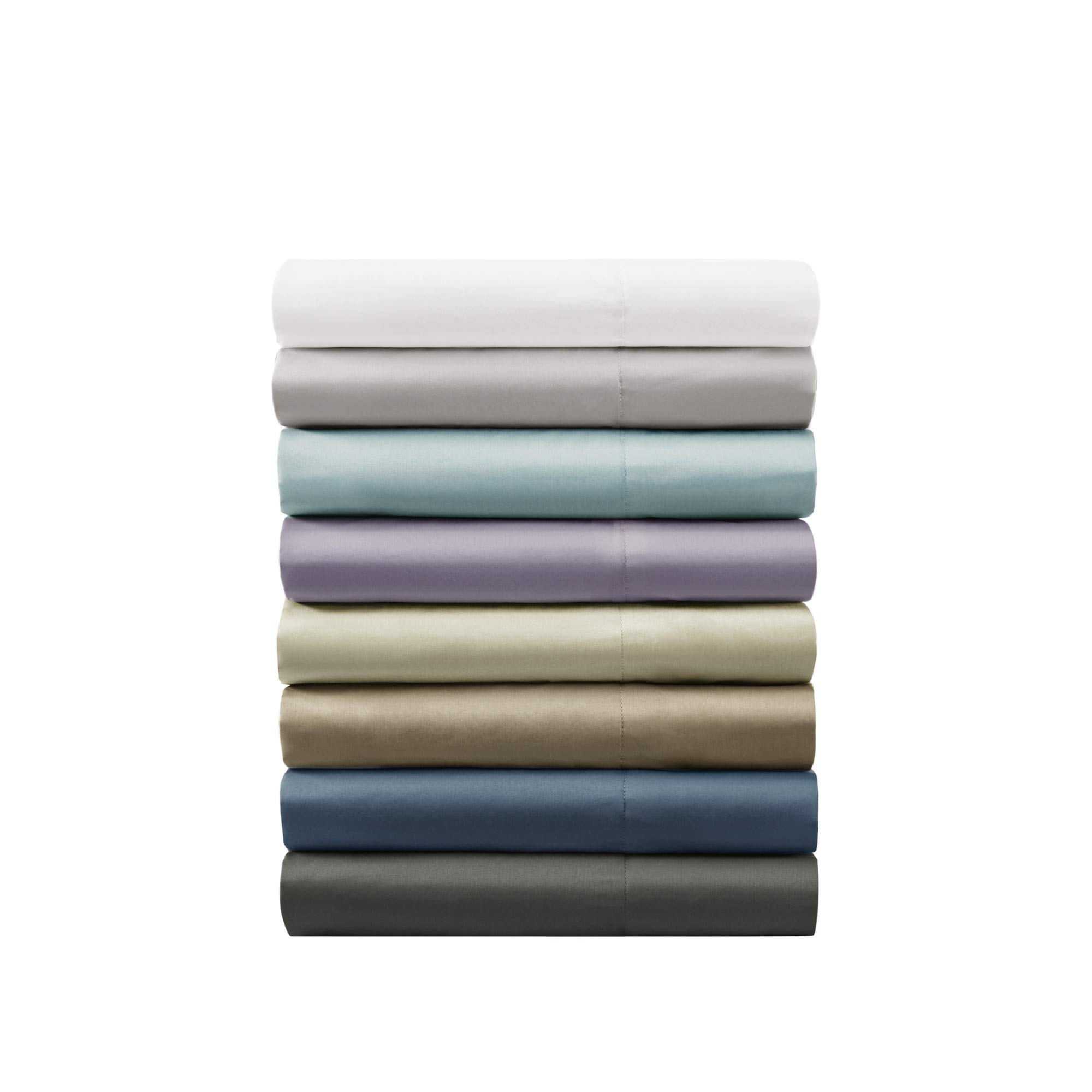 Madison Park 800 Thread Count Cotton Blend Sateen Wrinkle Resistant Hotel Luxury Fade Resistant Ultra Soft And Silky Bed Sheet Set Bedding, Queen Size, Grey, 6 Piece