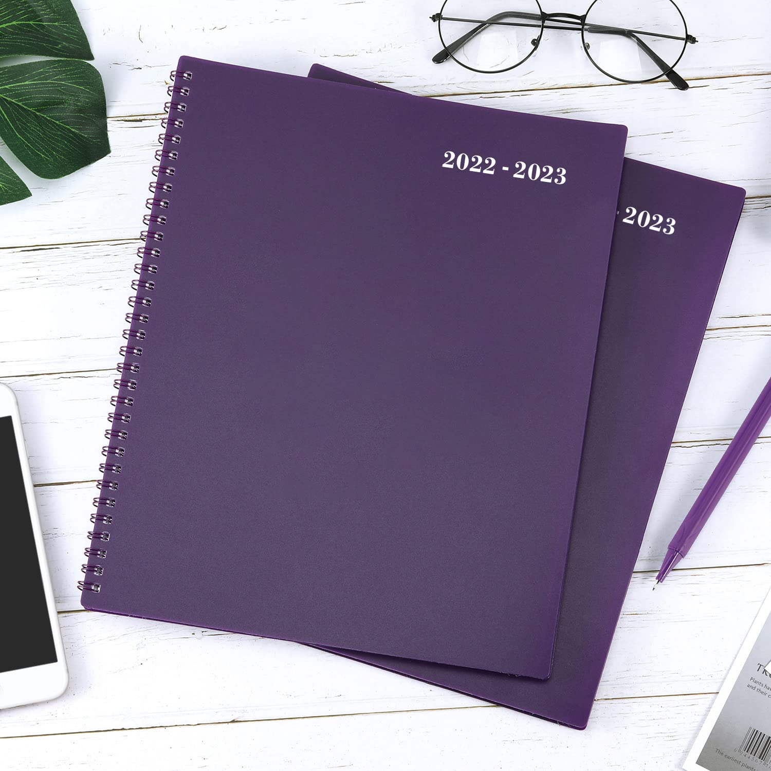 Monthly Planner 2022-2023 - 18-Month Planner with Tabs, Pocket, Label, Contacts and Passwords, 8.5" x 11", Jan. 2022 - Jun. 2023, Twin-Wire Binding - Purple by Artfan
