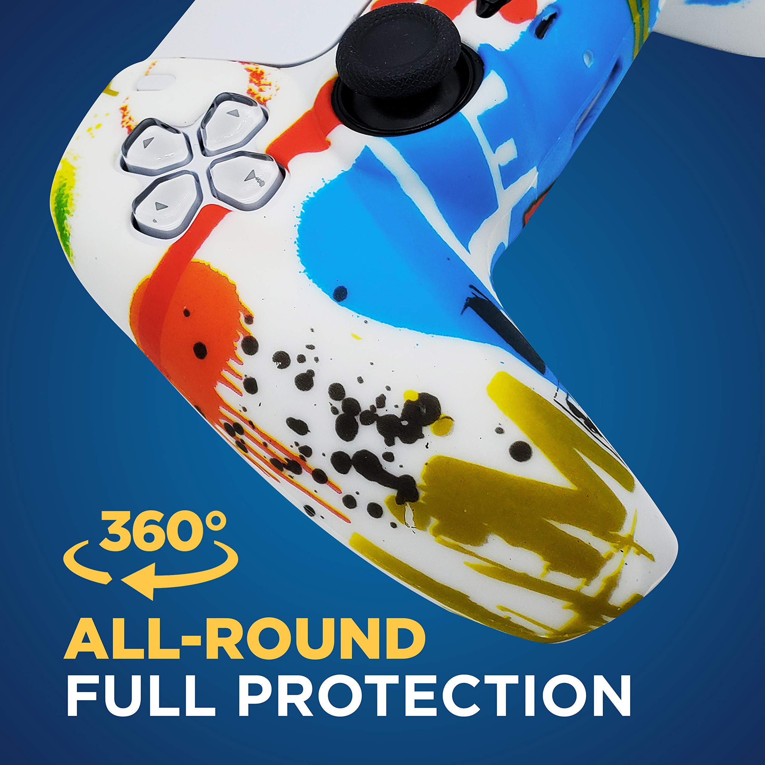 PS5 Silicone Gel Grip Controller Cover Skin Protector (ps5 Dark Strokes) Compatible for Sony Playstation 5, Compatible for Playstation 5 Accessories, Wireless Controller Protector Covers, PS5 Skin