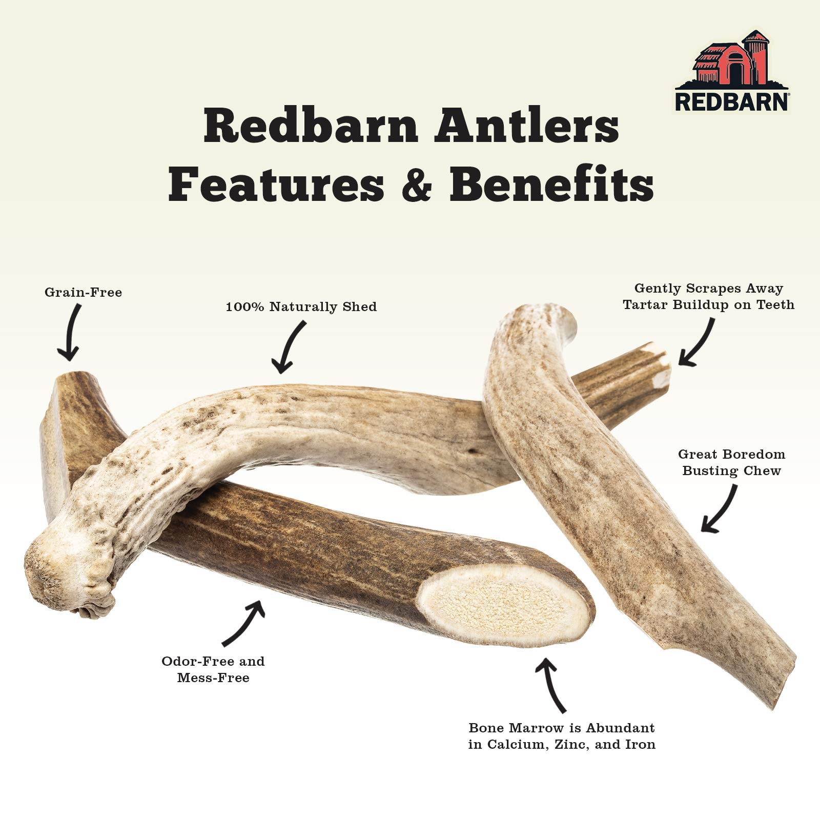 Redbarn Half Deer Antler Large for Dogs