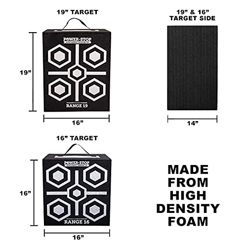 Power-Stop Archery Targets - 19" High-Density Block Target - 350fps Foam Target Block for Broadheads and Field Tips…