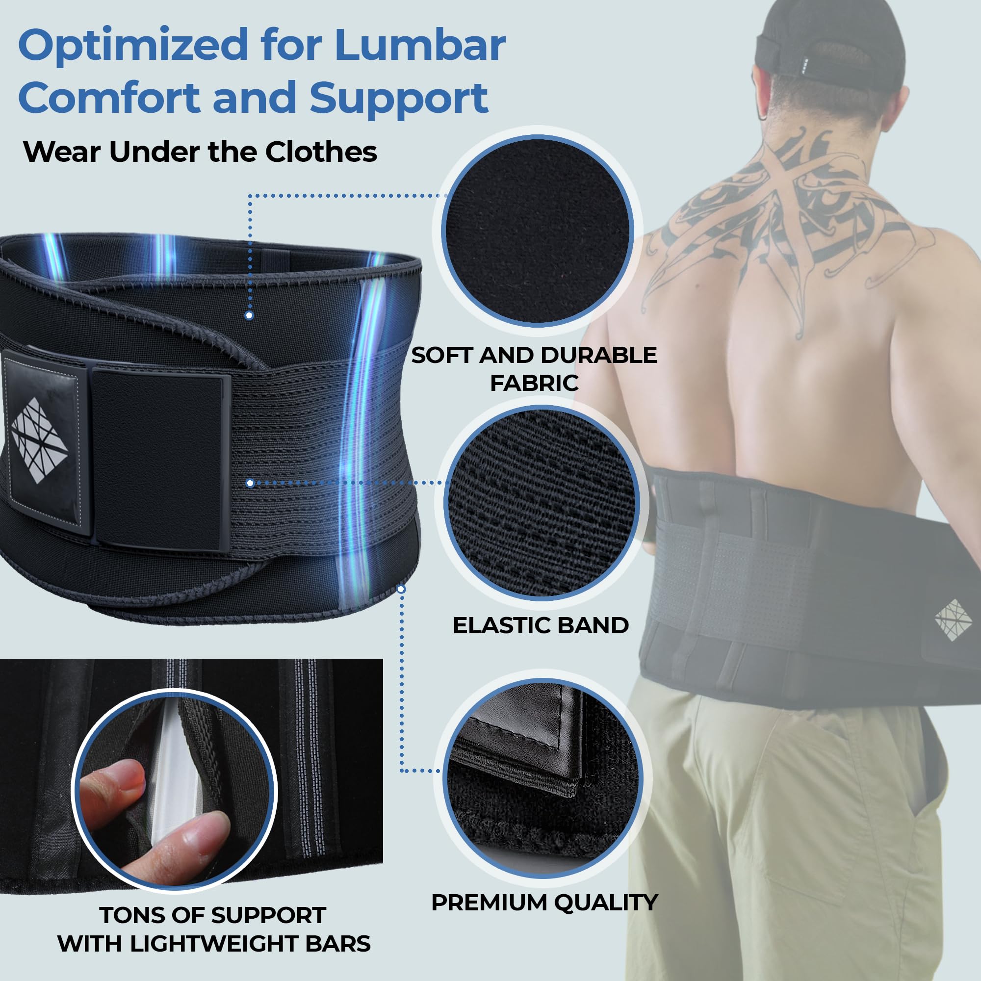 NeoHealth Plus Size Lower Back Brace |3XL| Lumbar Support for Pain Relief and Injury Prevention | Under Clothes Belt | Back Support Belt for Women & Men | Big and Tall | Obese Oversized Overweight
