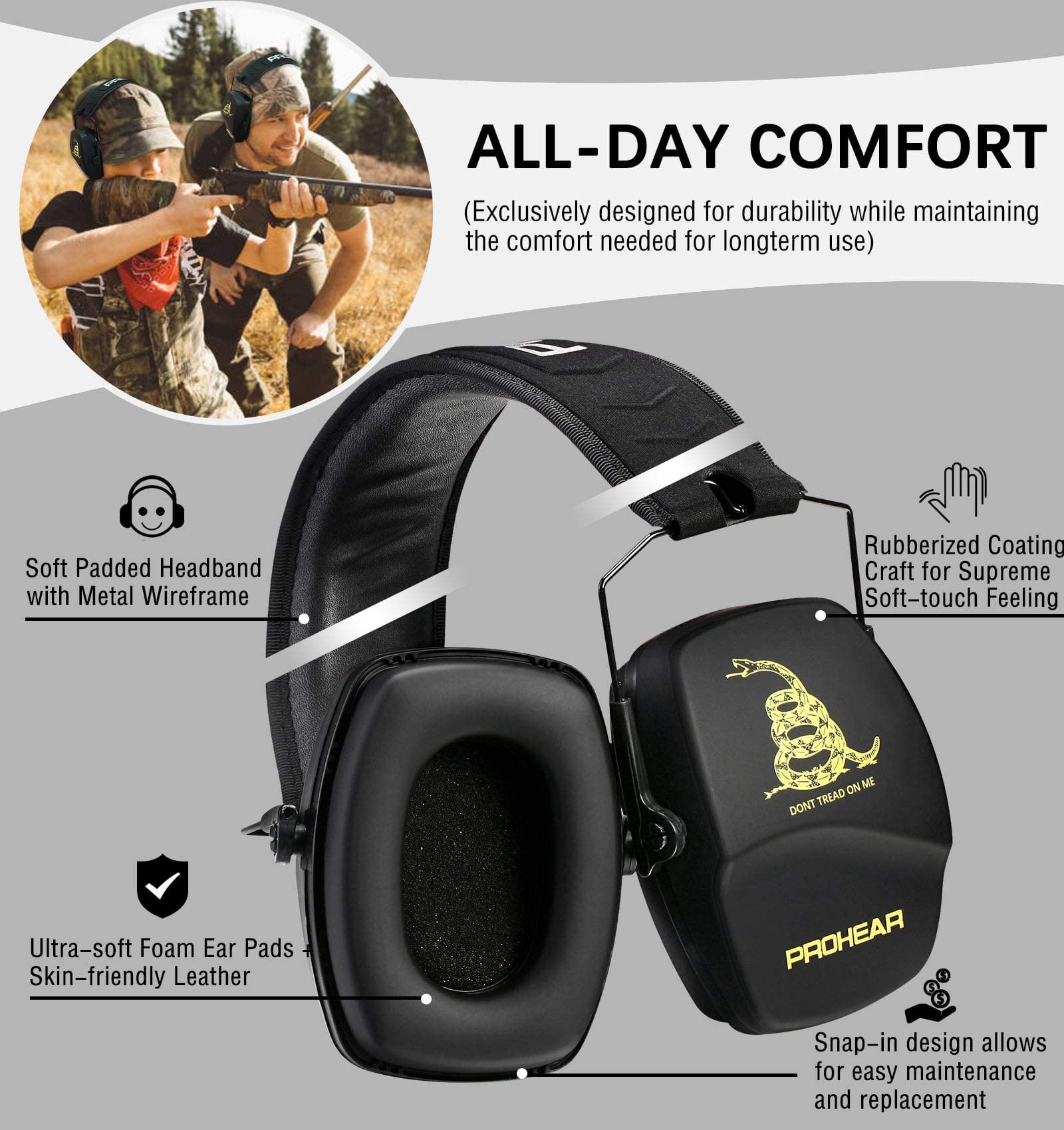 PROHEAR 016 2-Pair Shooting Ear Protection Safety Earmuffs