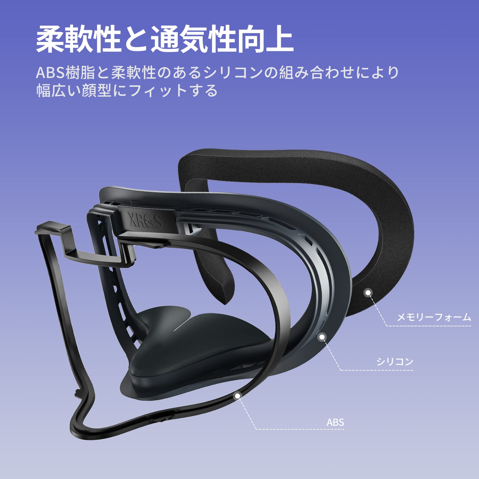 XROS VR Fitness Facial Interface Cover Compatible with Meta Oculus Quest 2, Soft Comfortable and Breathable Face Cover Foam Pad Replacement Accessories (Black) (Grey)