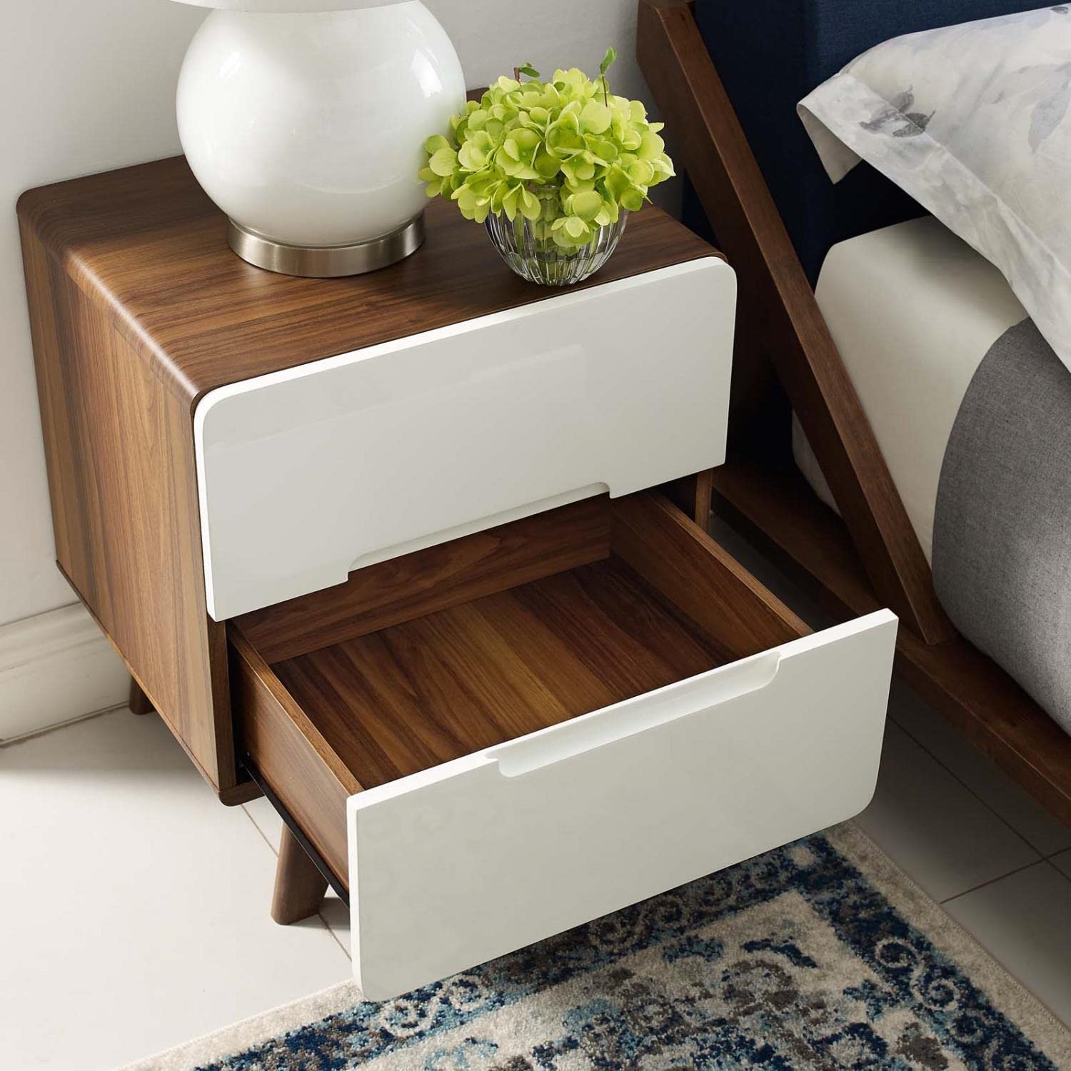 Modway Origin Contemporary Mid-Century Modern 6-Drawer Bedroom Dresser in Walnut White