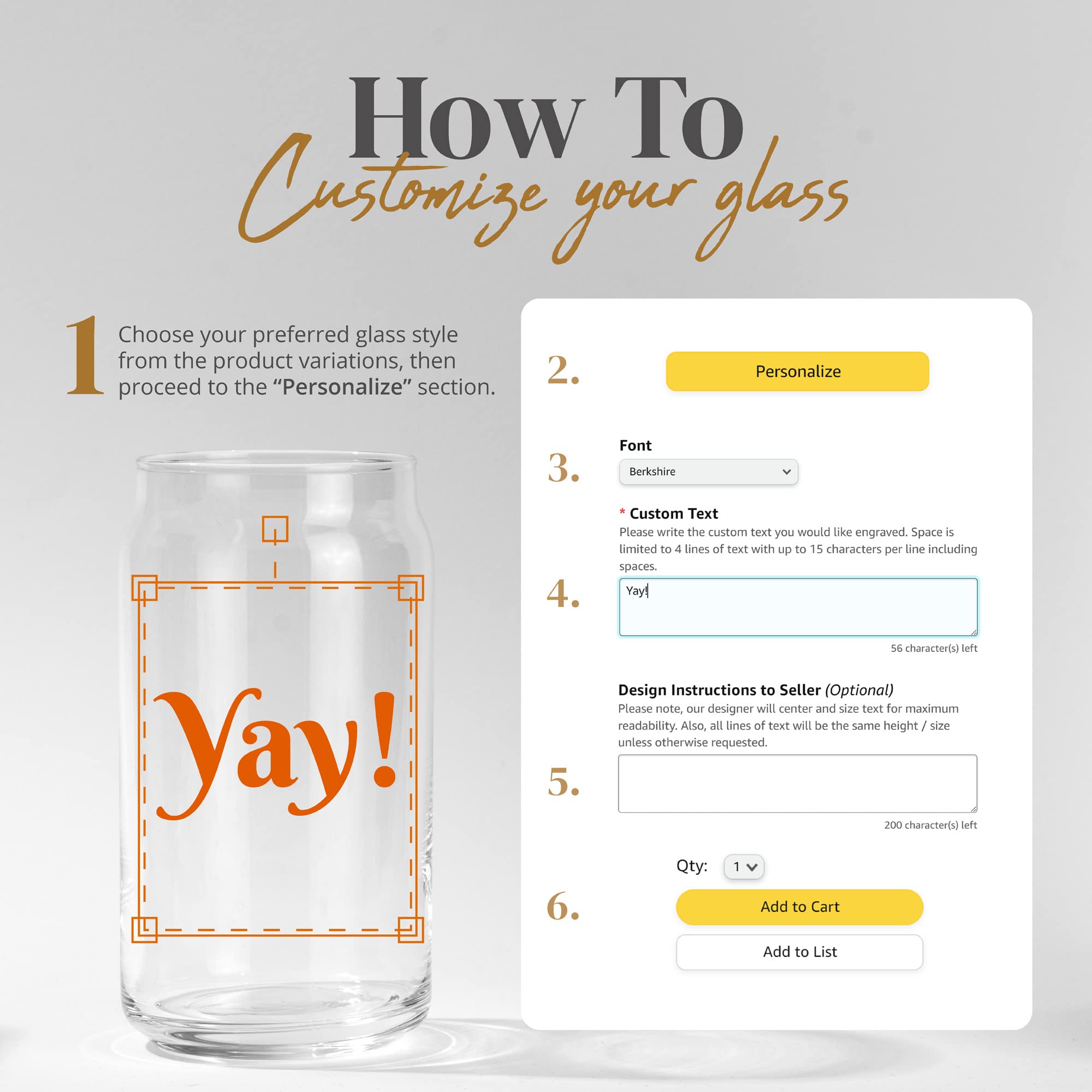 Personalized Beer Can Glass Engraved with Your Custom Text - Customized Gifts, Unique Birthday Gift, Bridesmaid Gift, Custom Gifts for Women or Men (16oz Beer Can)