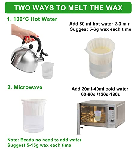 Nose Wax Kit for Men and Women,Nose Hair Removal Wax (100g/10-20 usuage count),20 Applicators,10 Mustache Guards,Safe,Easy,Quick and Painless