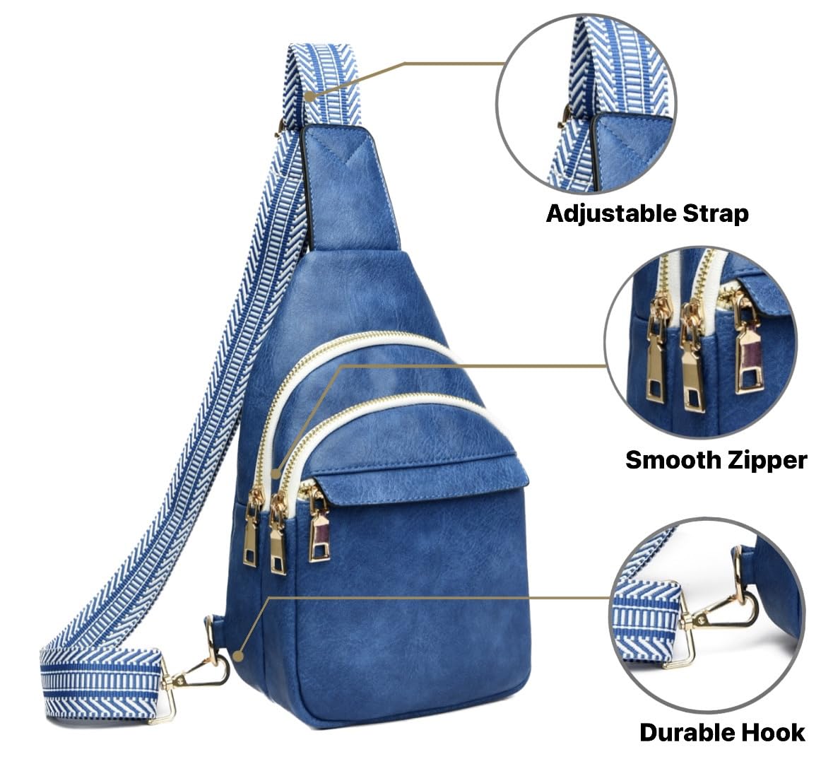 Marika Style Small Sling Bag for Women Leather Crossbody Bag for Travel (blue)