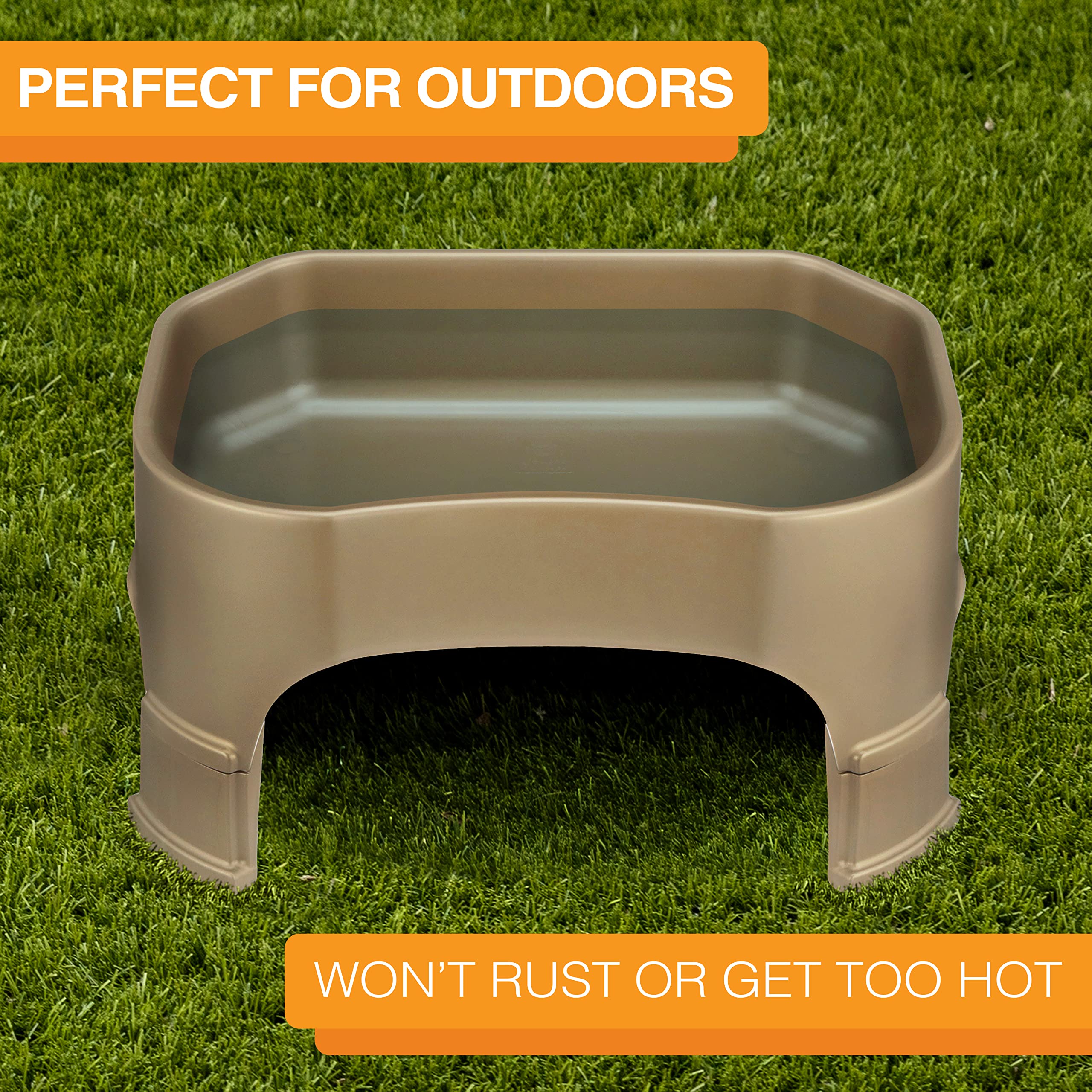 Neater Pet Brands Giant Bowl with Leg Extensions Huge Jumbo Trough Style Dog Pet Water Dish (2.25 Gallons, Champagne)