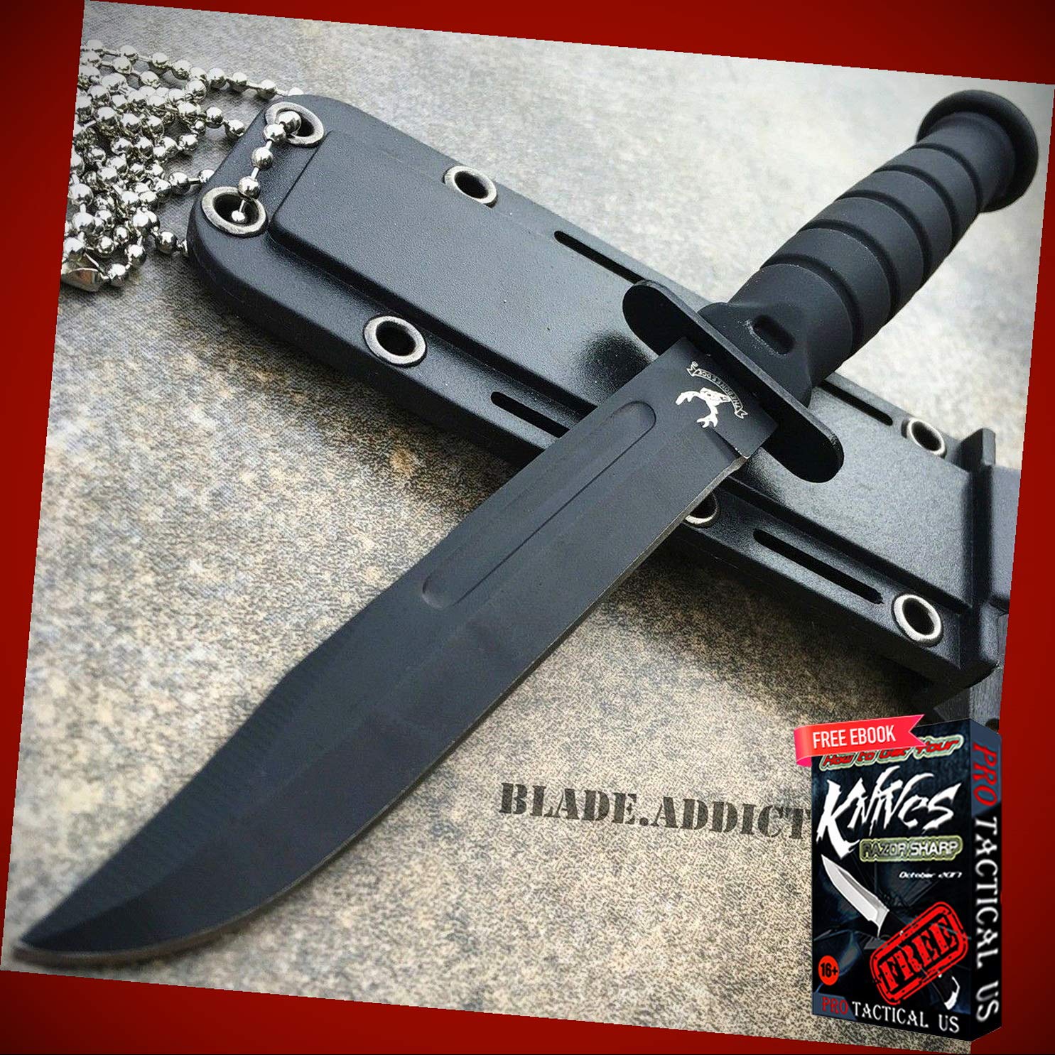 New 6" inch MILITARY TACTICAL COMBAT NECK ProTactical Knife w/SHEATH Survival HUNTING Fixed Blade BA-0033kn by PrTac-US