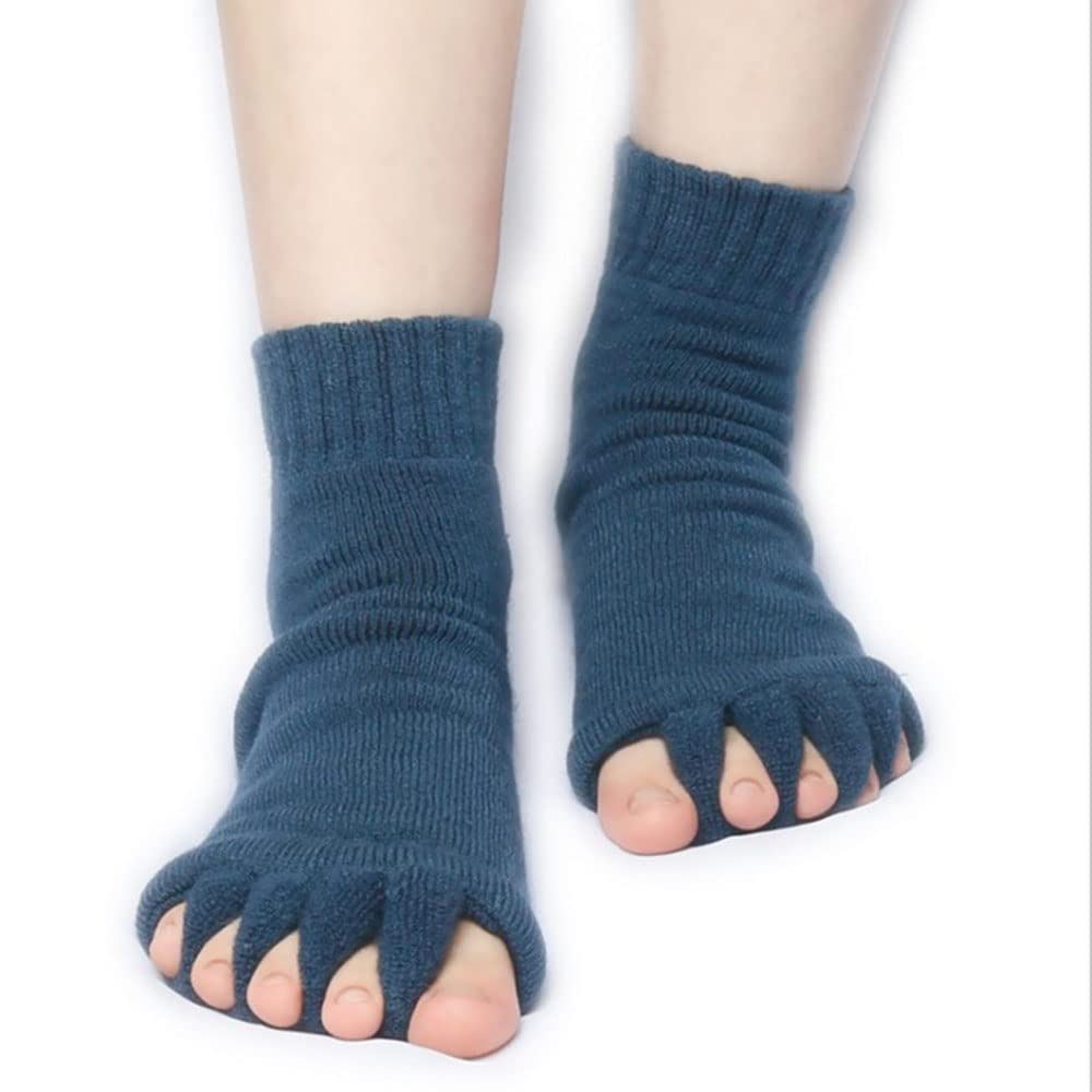 TOLHYUN Toe Separator Socks Foot Correction Socks,Women's Toeless Socks,3 Pairs of Five Toe Separation Socks for Yoga Exercise Gym