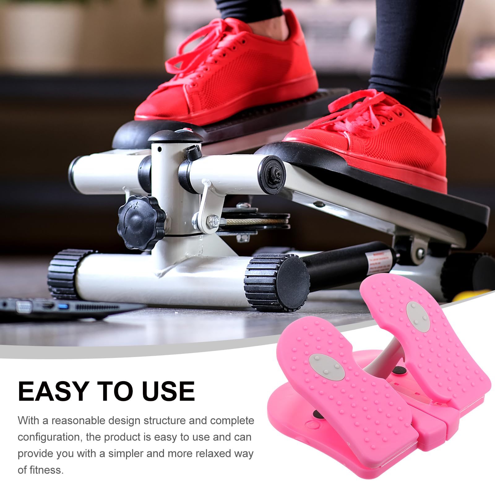 PRETYZOOM Pedal Exerciser, Mini Stepper, Portable Stair Stepper Exercise, Home Mini Stair Stepper Exercise Step Machine(Pink