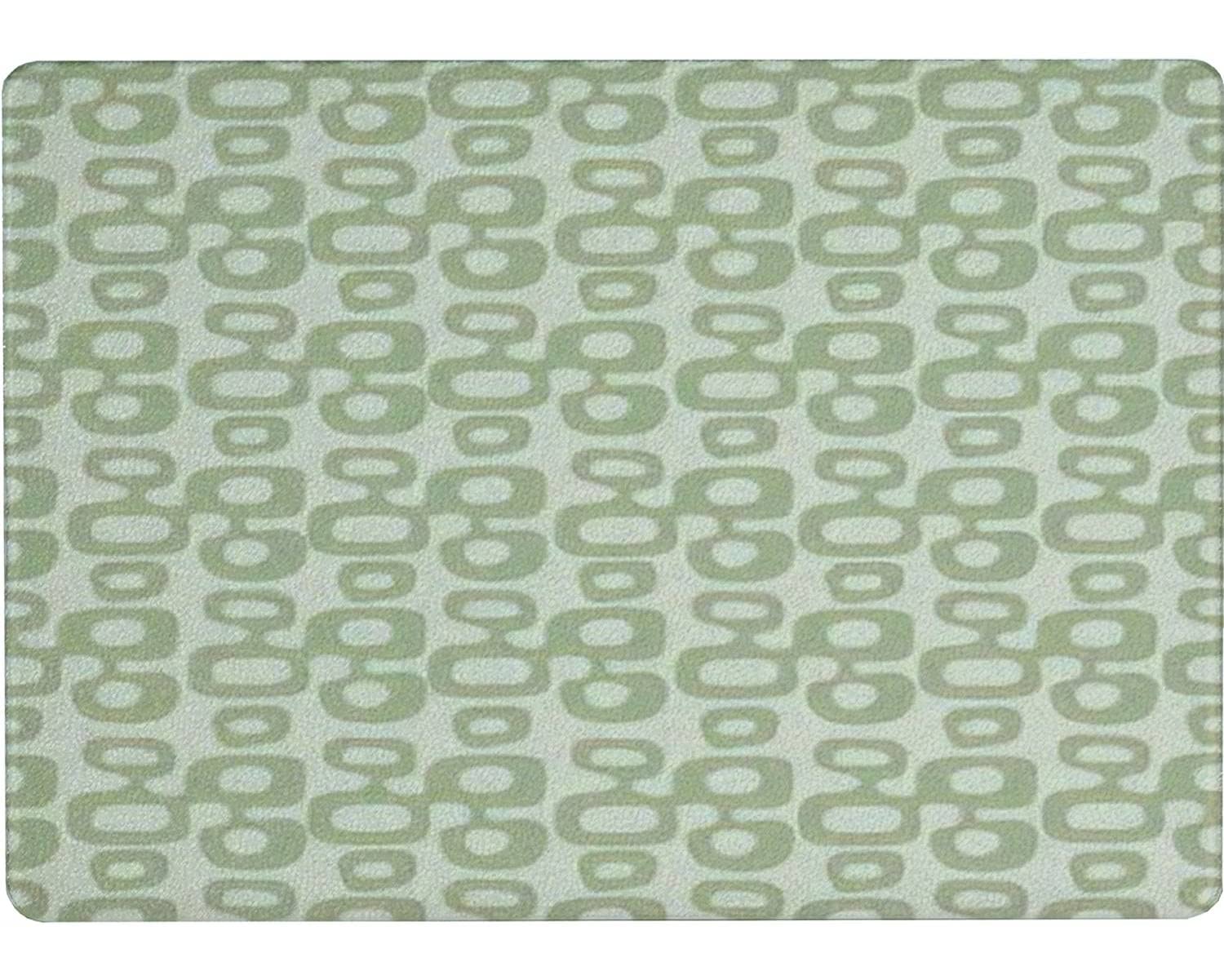 Tempered Glass Cutting Board Mint green Mid Century Modern repeatable seamless Tableware Kitchen Decorative Cutting Board with Non-slip Legs, Serving Board, Large Size, 15" x 11"