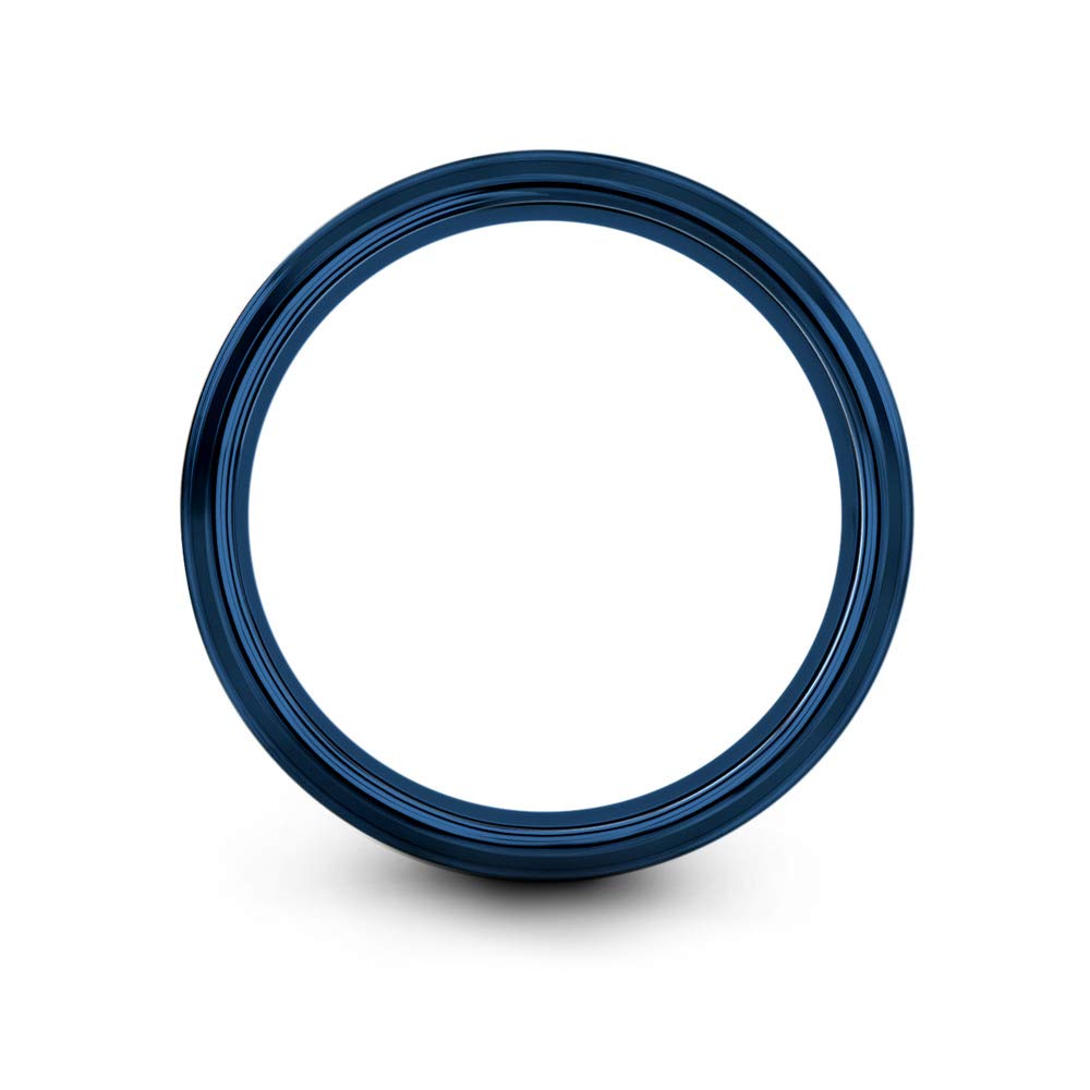 P. Manoukian Tungsten Carbide Wedding Band Ring 8mm for Men Women Blue Interior Red Center Line Step Bevel Edge Brushed Polished Comfort Fit Anniversary Size 9.5